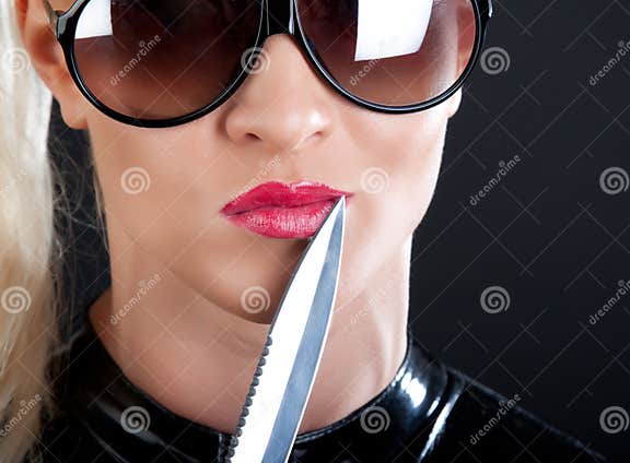 Girl and knife stock photo. Image of killer, caucasian - 15328468
