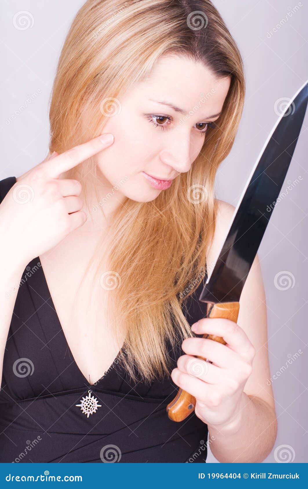 Girl with a knife stock photo. Image of portrait, emotion - 19964404