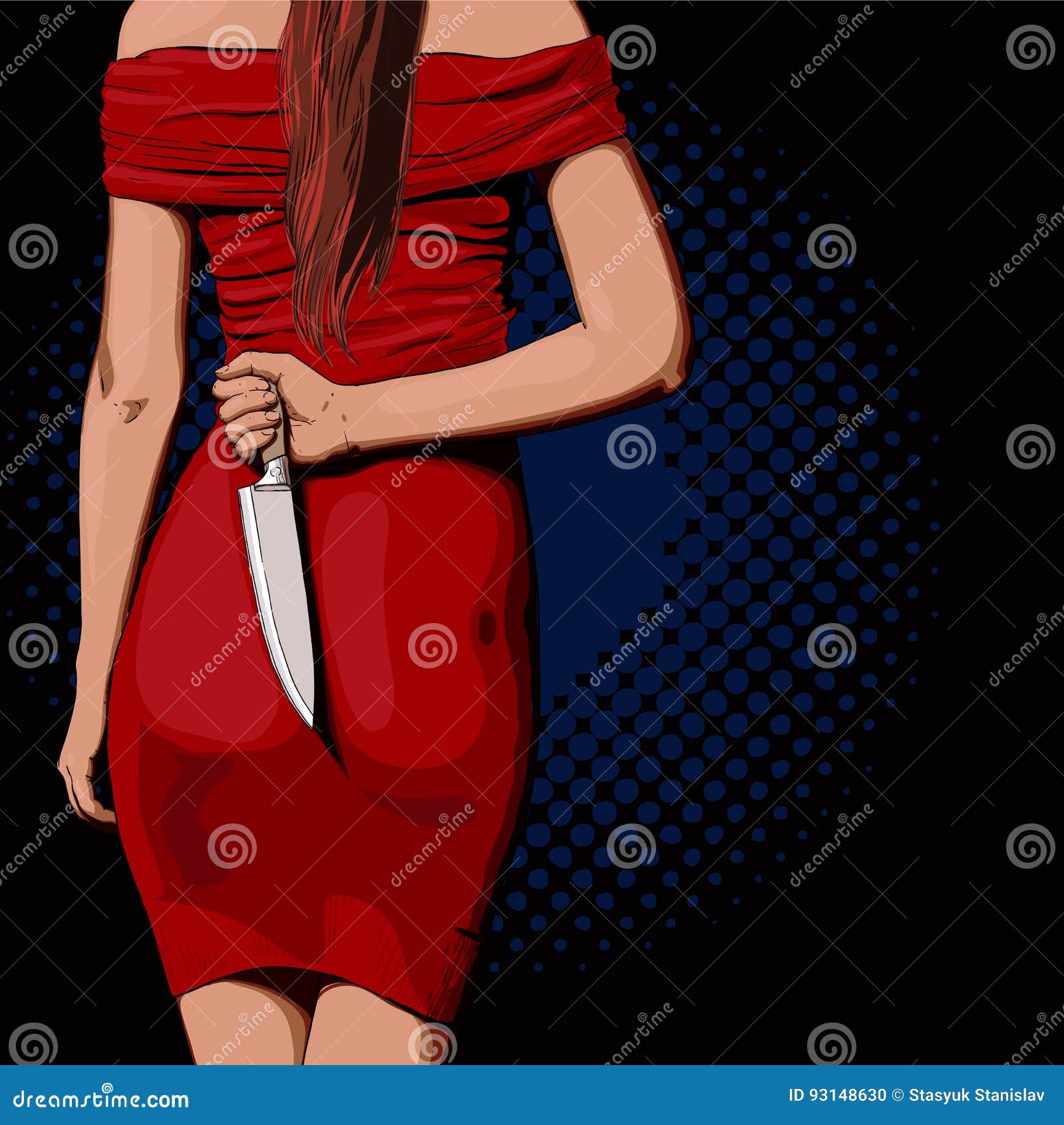 Girl knife иллюстрация вектора. иллюстрации насчитывающей мило - 93148630