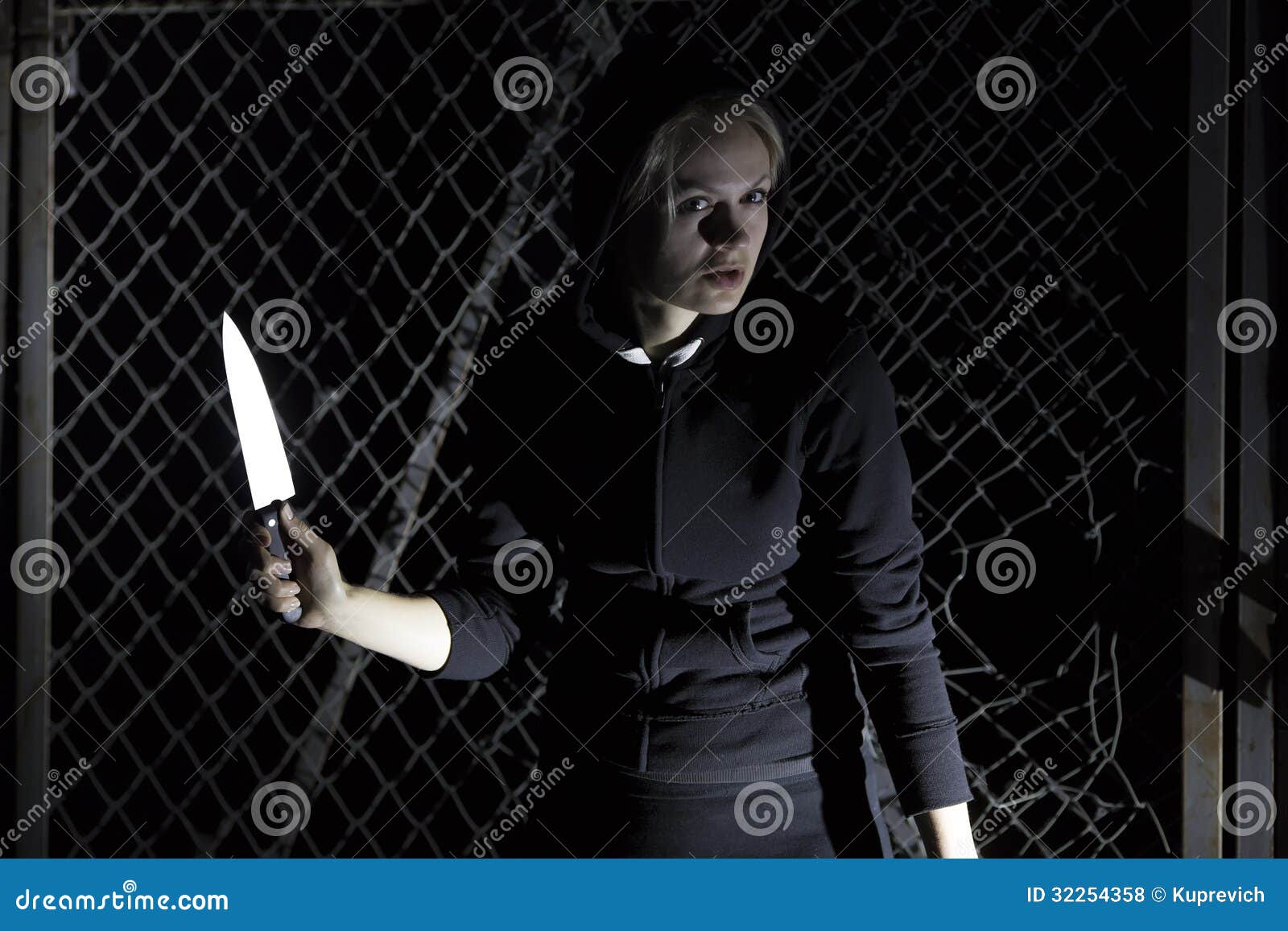 The girl with a knife stock photo. Image of tracing, woman - 32254358
