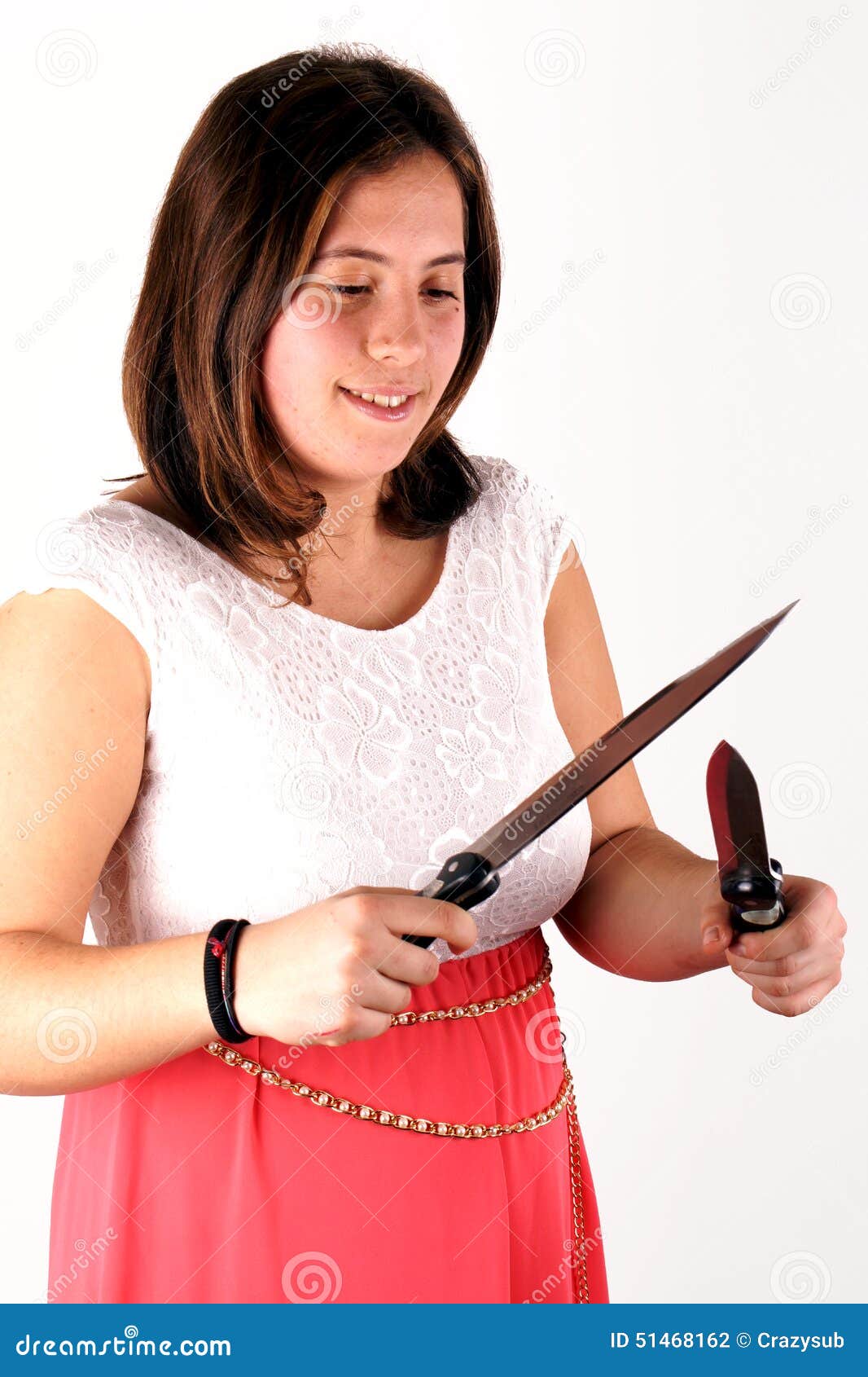 Girl with knife stock photo. Image of person, beautiful - 51468162