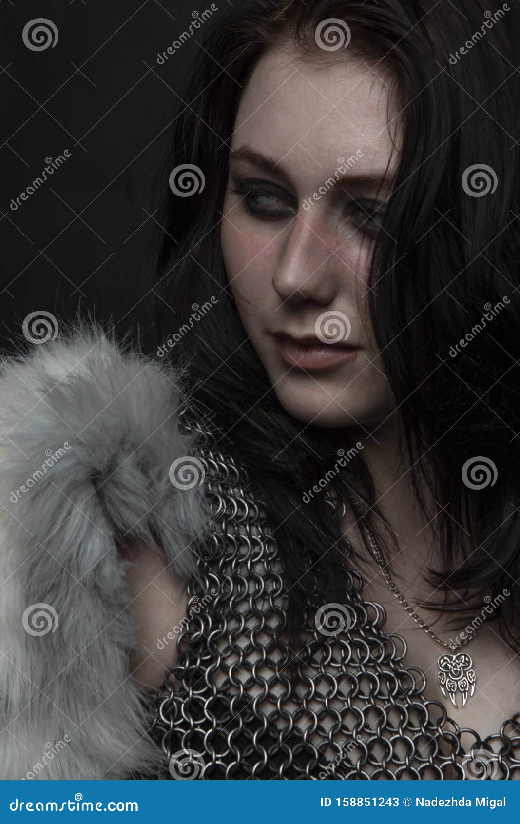 Girl Knight in Chain Mail and with Fur Stock Image - Image of concepts ...