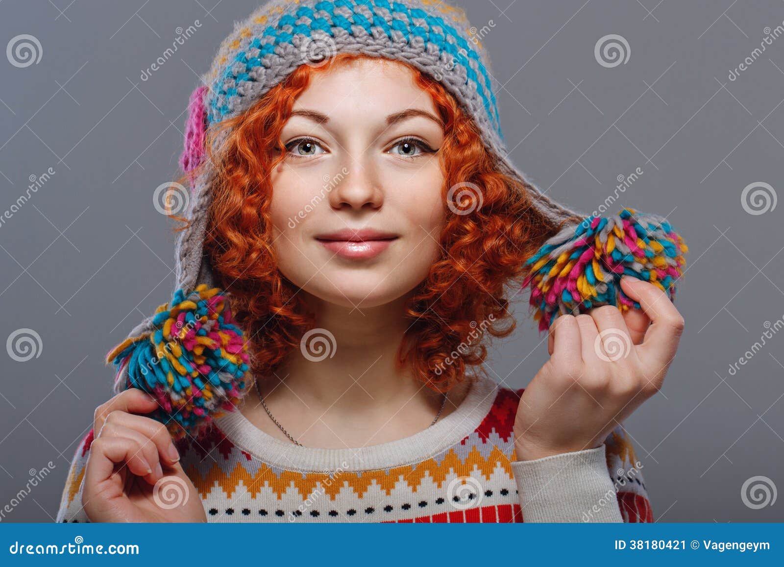 Girl in knitted cap stock image. Image of happiness, model - 38180421