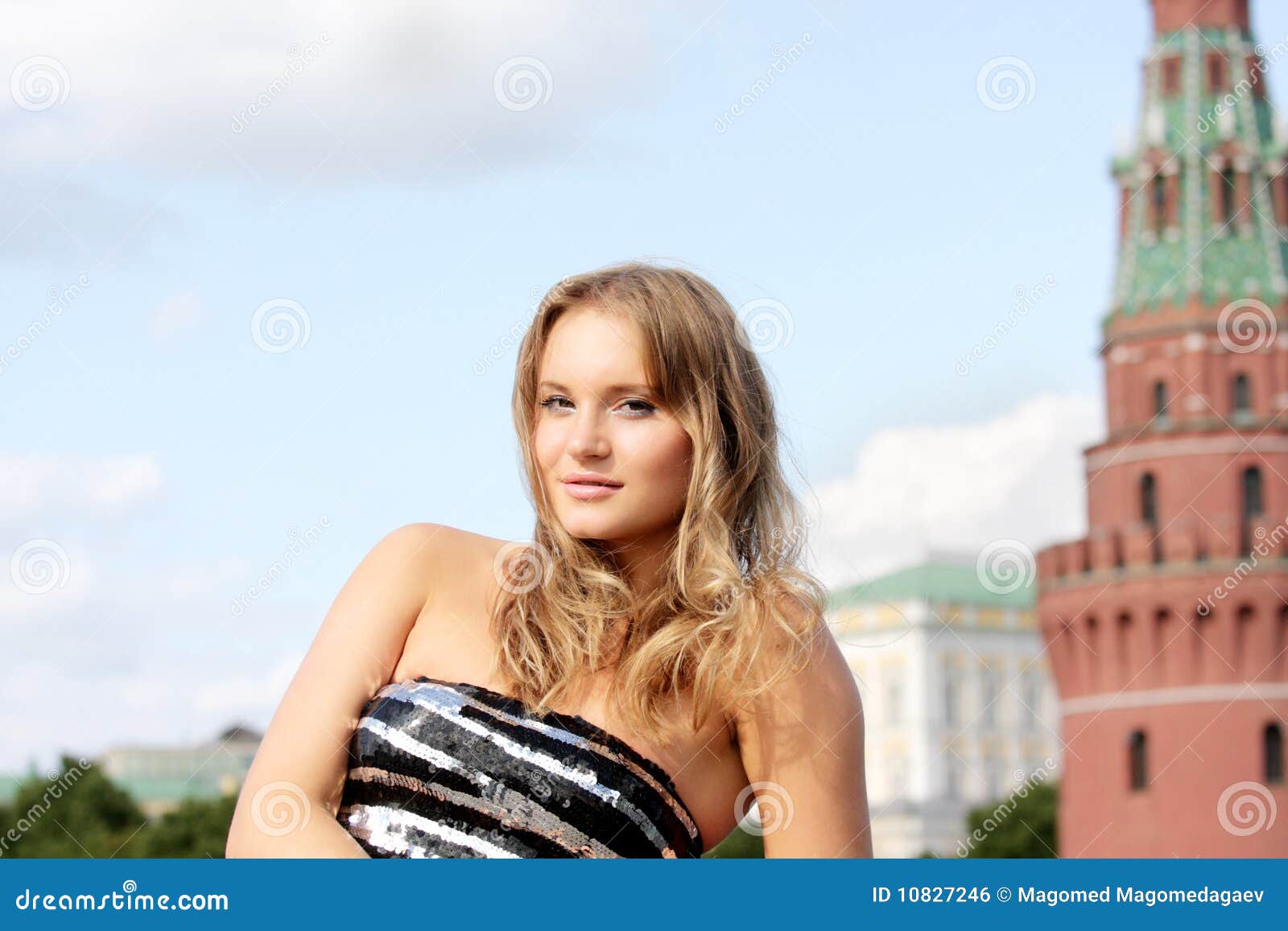 Girl and Kremlin on Background Stock Photo - Image of fair, caucasian ...