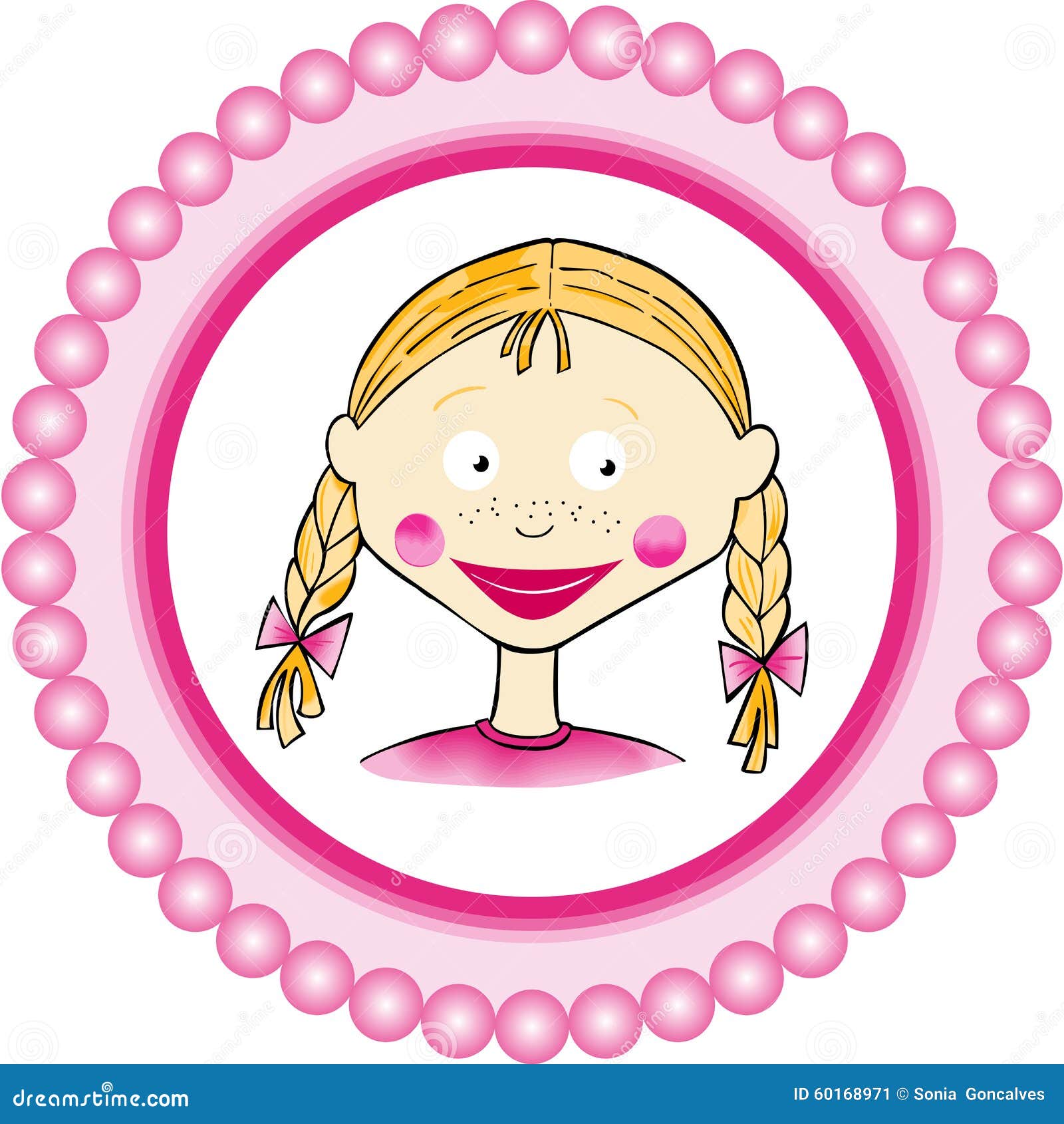 Girl Label Classic Round Sticker Stock Vector - Illustration of clip ...