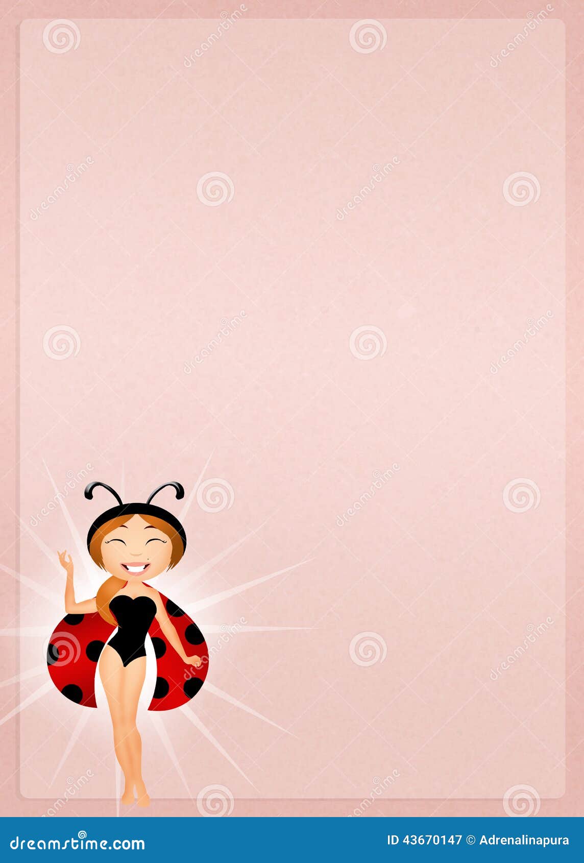 Girl ladybug stock illustration. Illustration of girl - 43670147