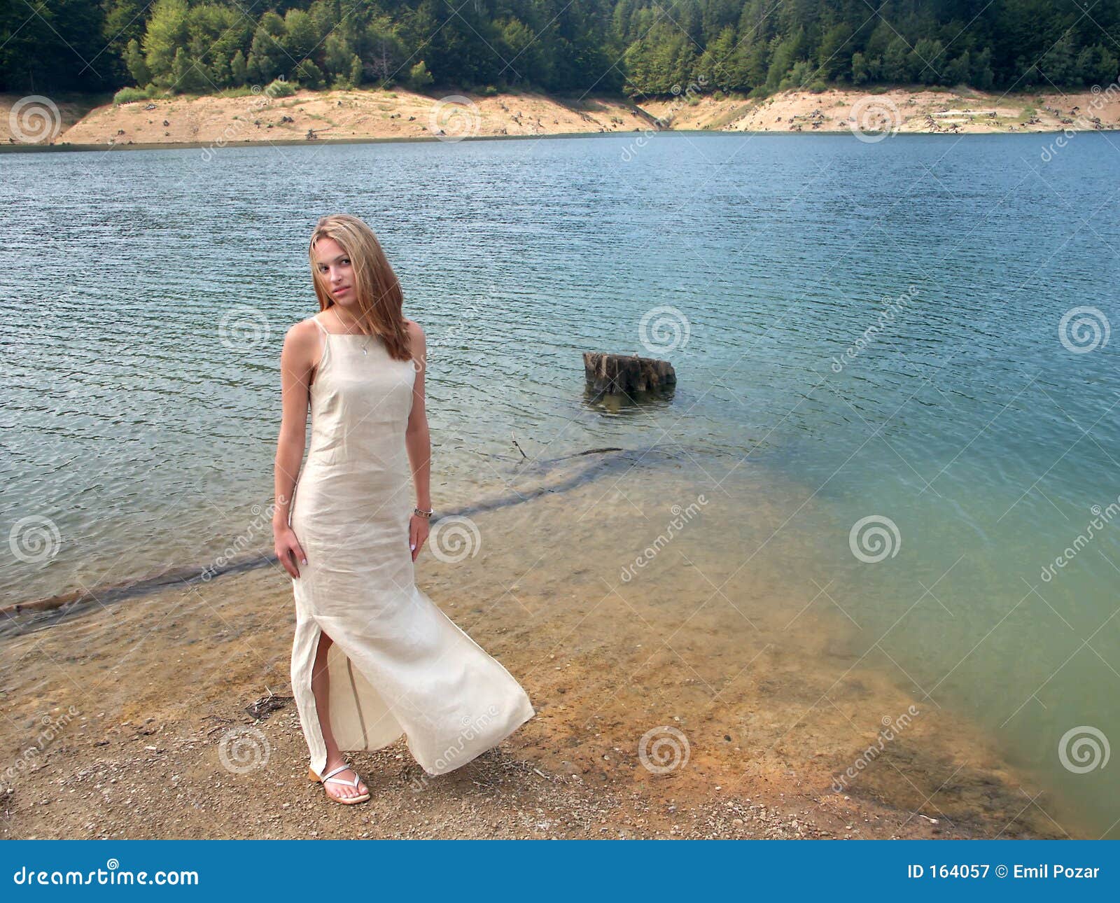 Girl by the lake stock image. Image of natural, alone, cute - 164057