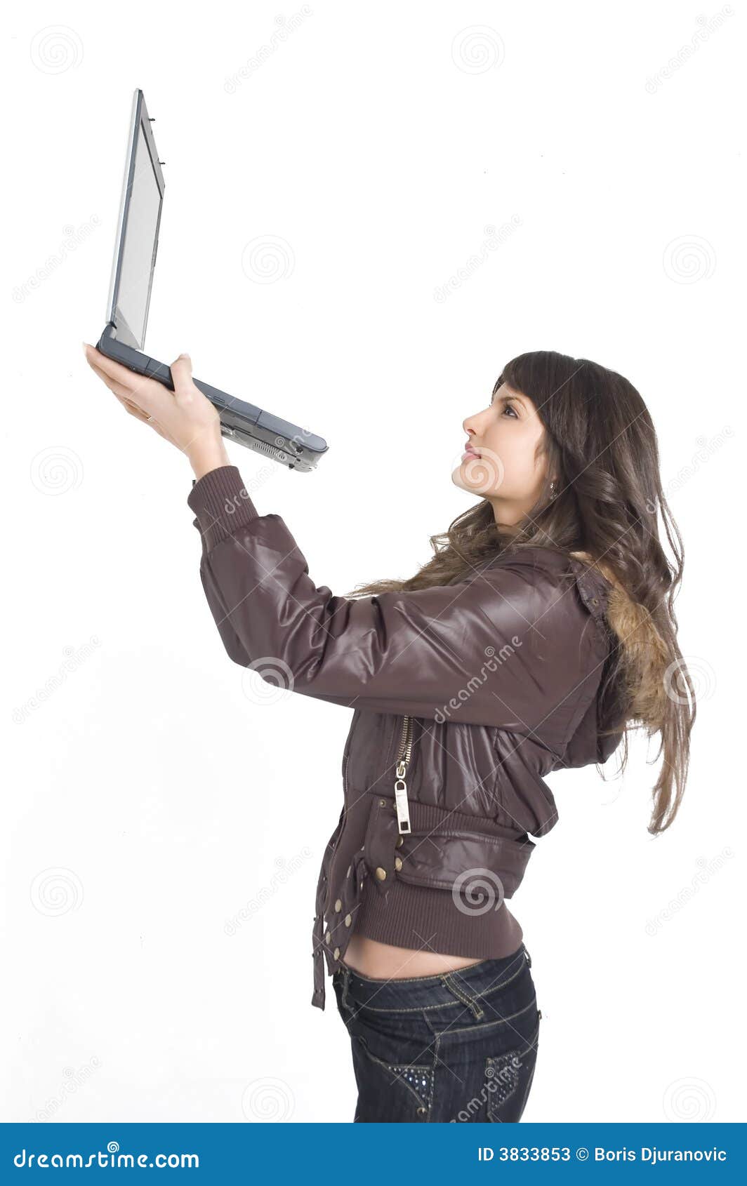 Girl with lap top computer stock image. Image of communicate - 3833853