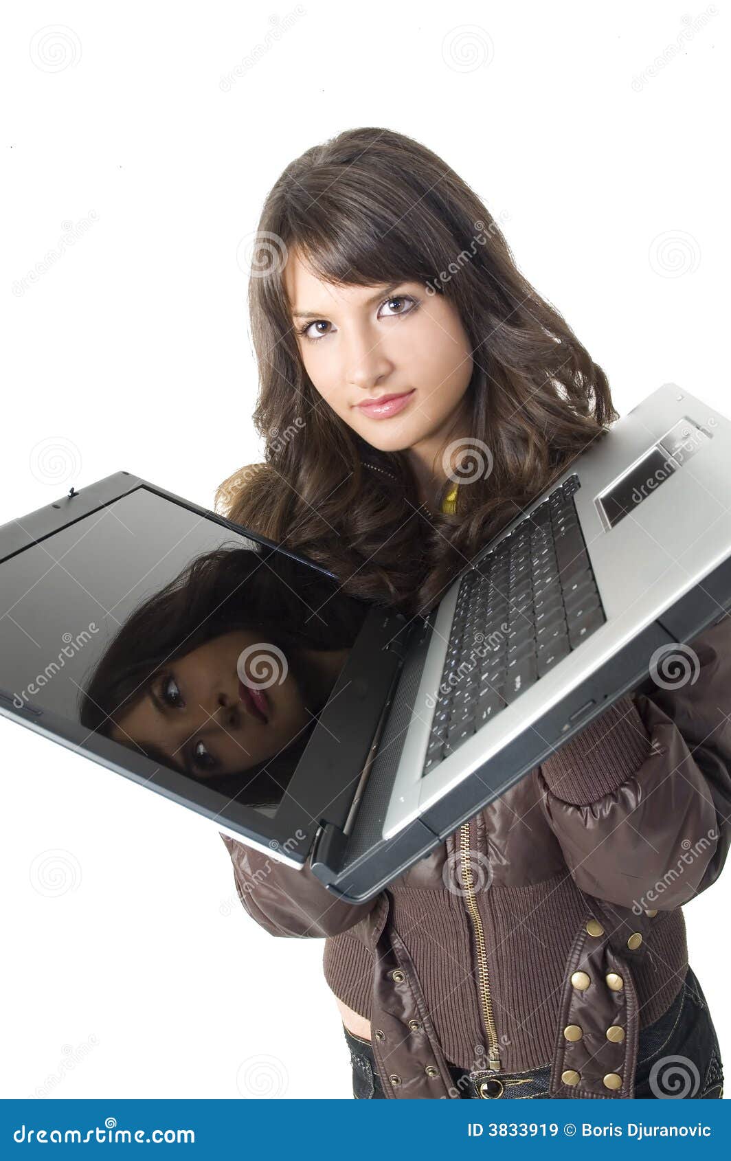 Girl with lap top computer stock image. Image of laptop - 3833919