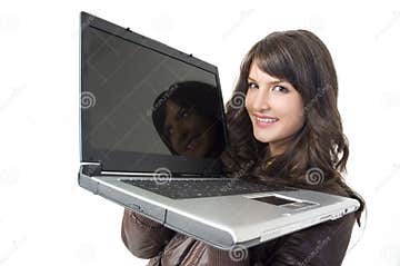 Girl with lap top computer stock image. Image of student - 3833931
