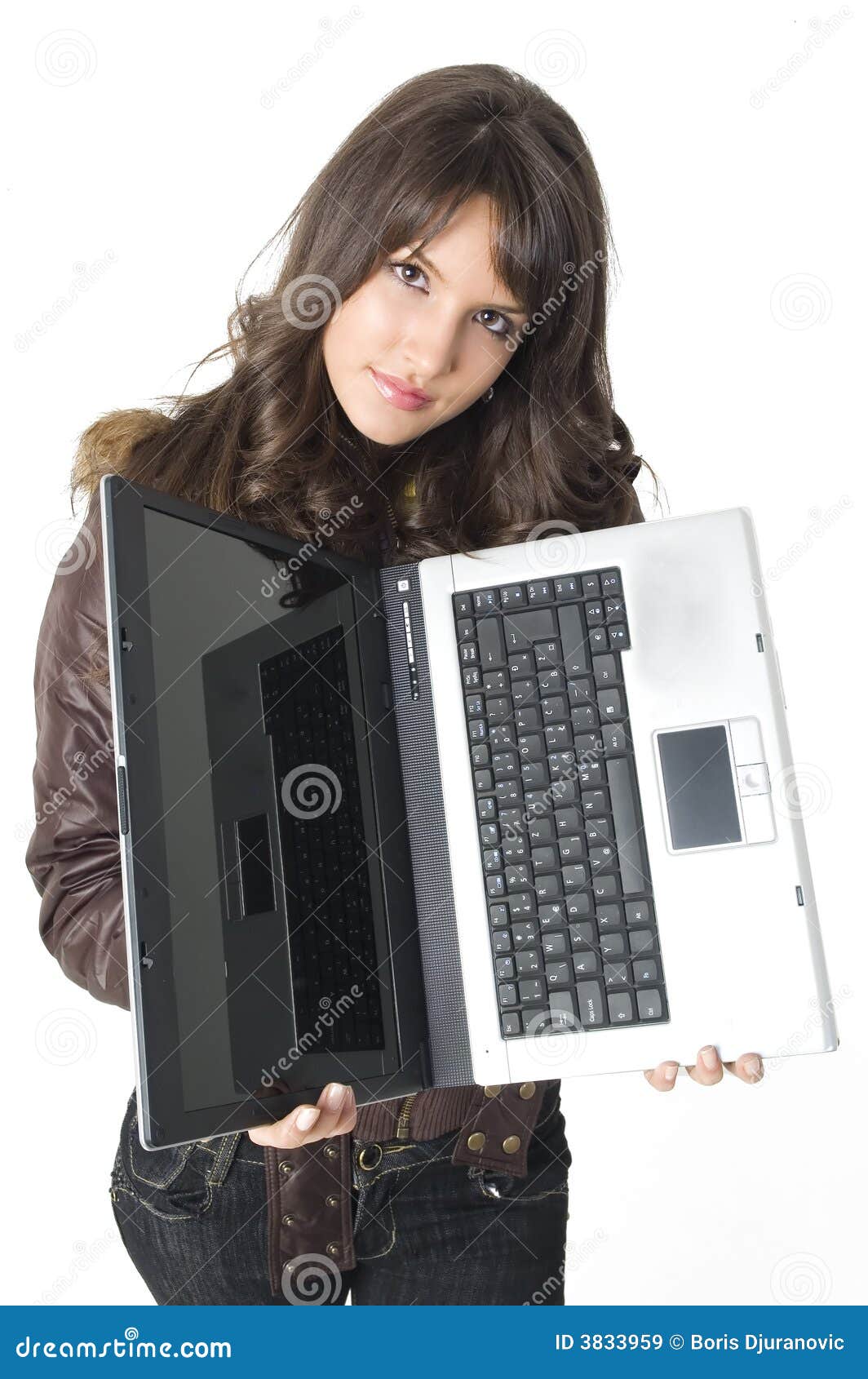 Girl with lap top computer stock image. Image of wireless - 3833959