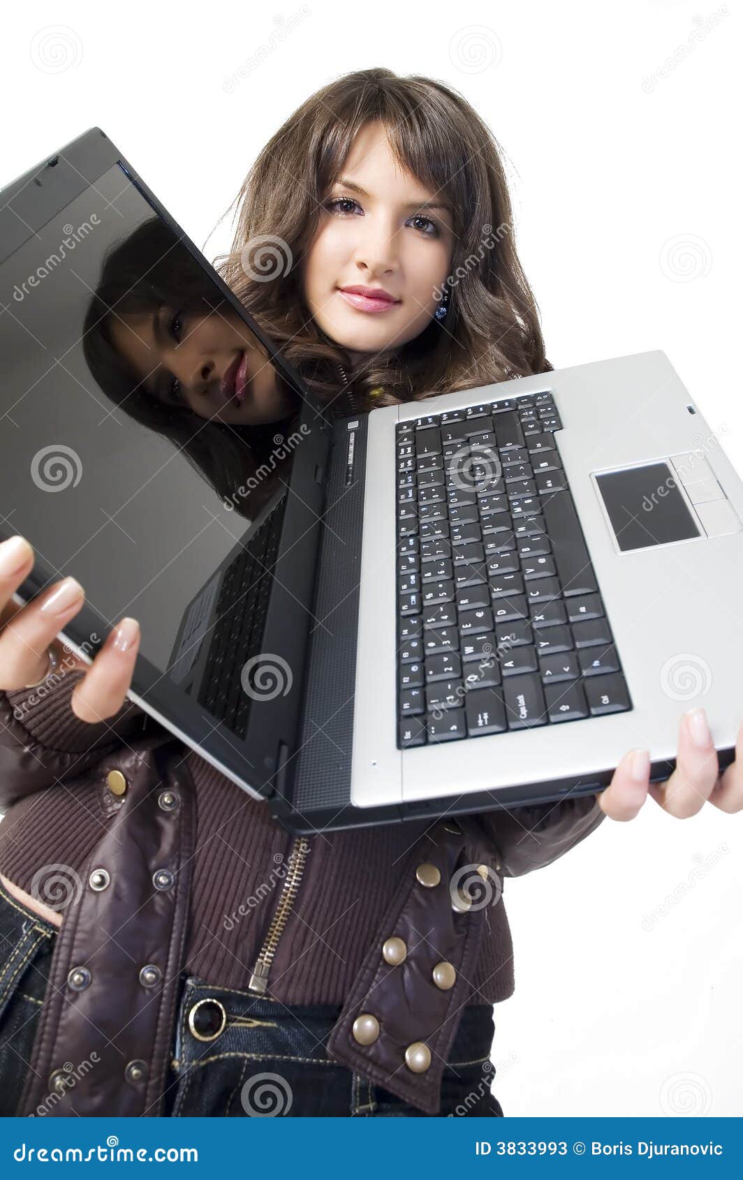 Girl with lap top computer stock image. Image of education - 3833993
