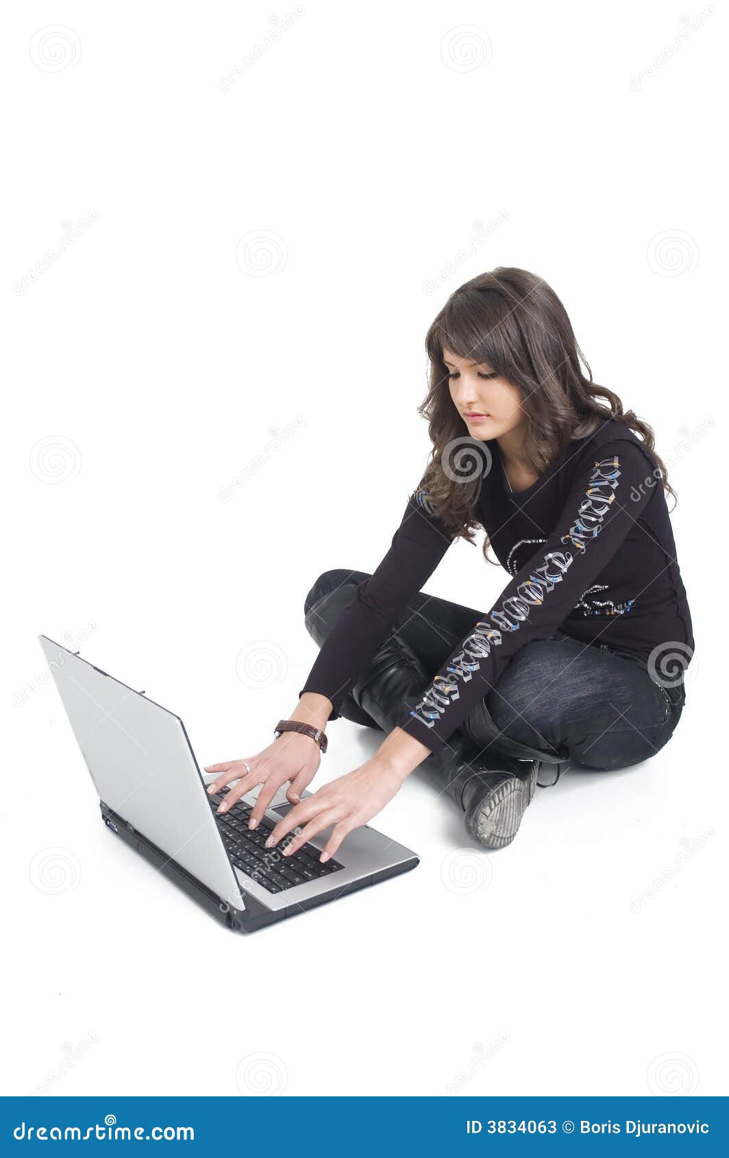 Girl with lap top computer stock image. Image of network - 3834063