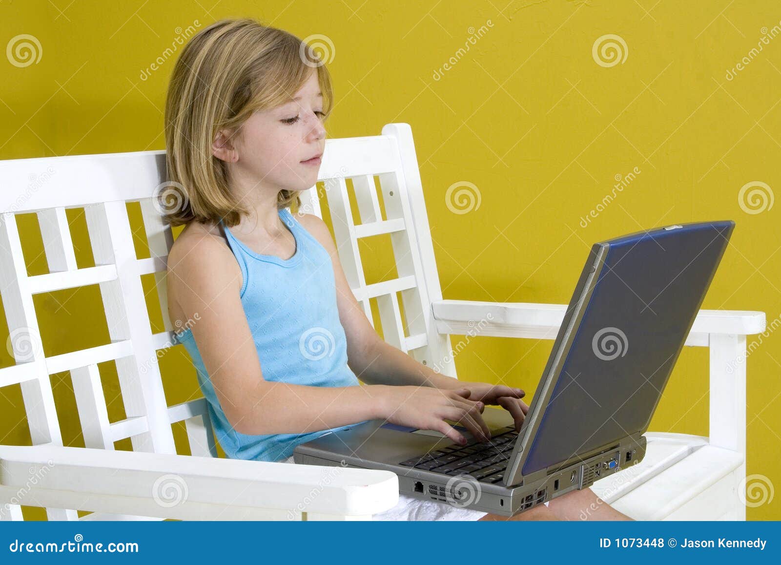 Girl on Laptop stock photo. Image of type, computer, communication ...