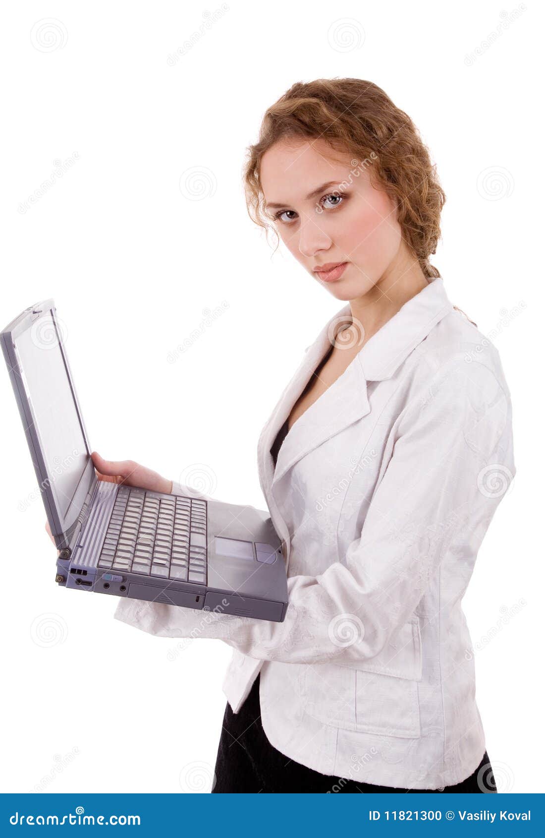 Girl with laptop stock photo. Image of isolated, model - 11821300