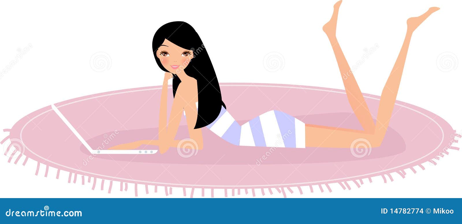 Girl With Laptop Points To Large Set Of Bar Chart, Flowchart, Area ...