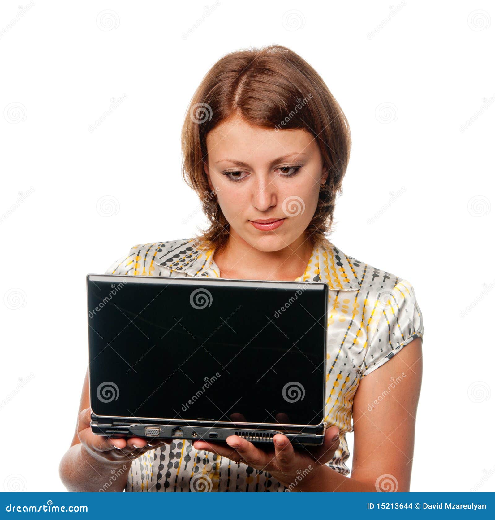 Girl with laptop stock photo. Image of portrait, laptop - 15213644
