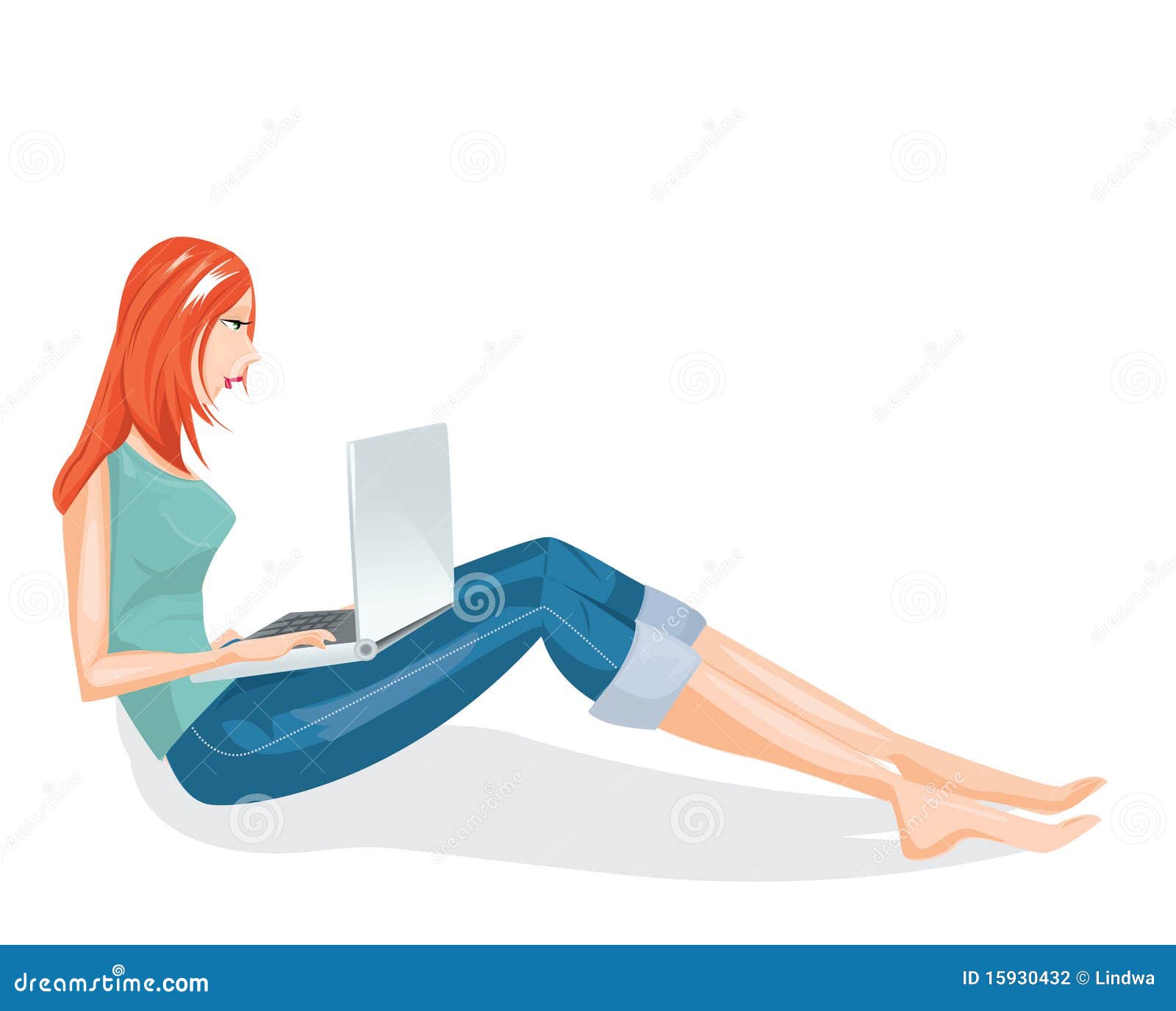 Girl With Laptop Points To Large Set Of Bar Chart, Flowchart, Area ...