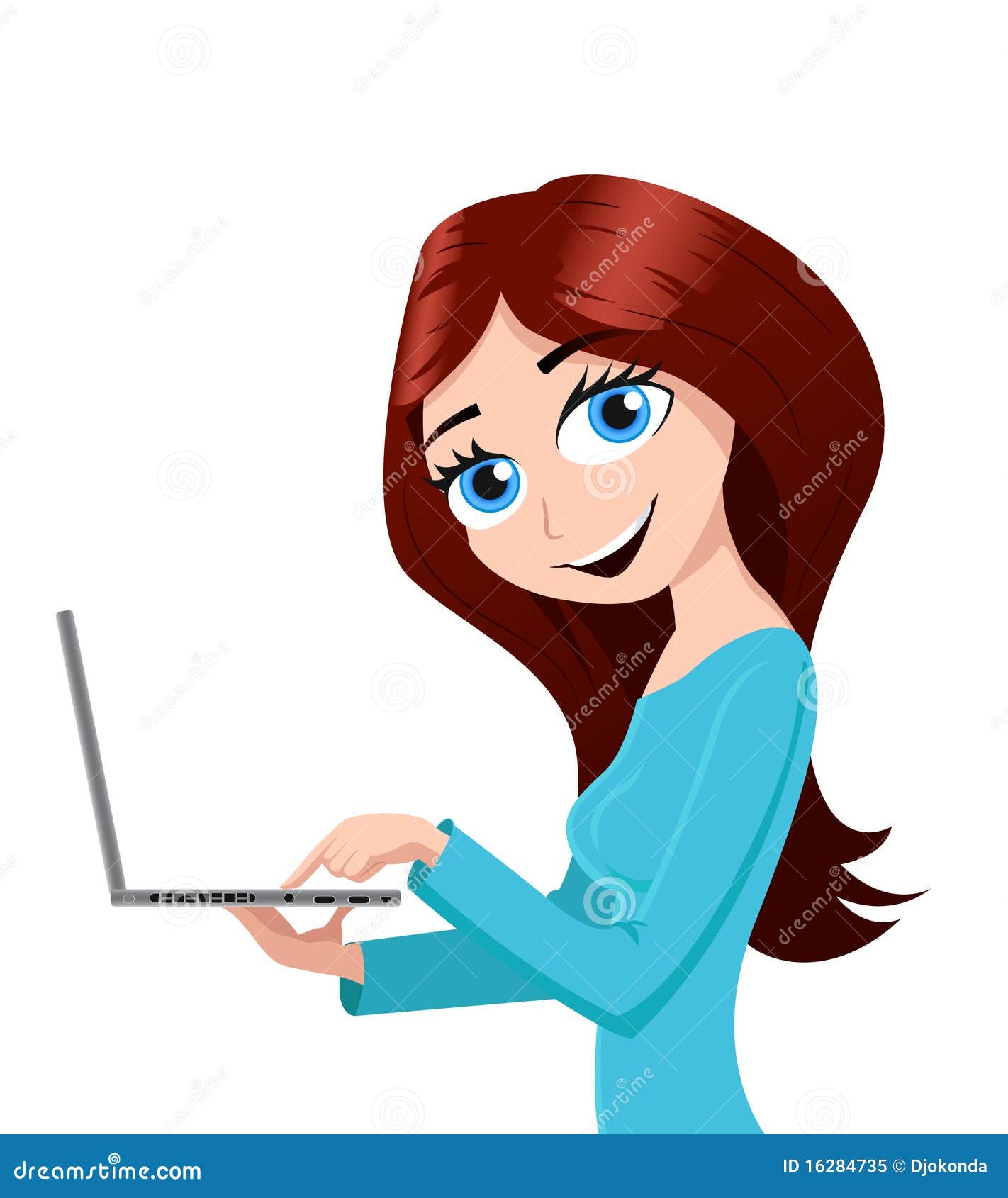 Girl and a laptop stock vector. Illustration of original - 16284735