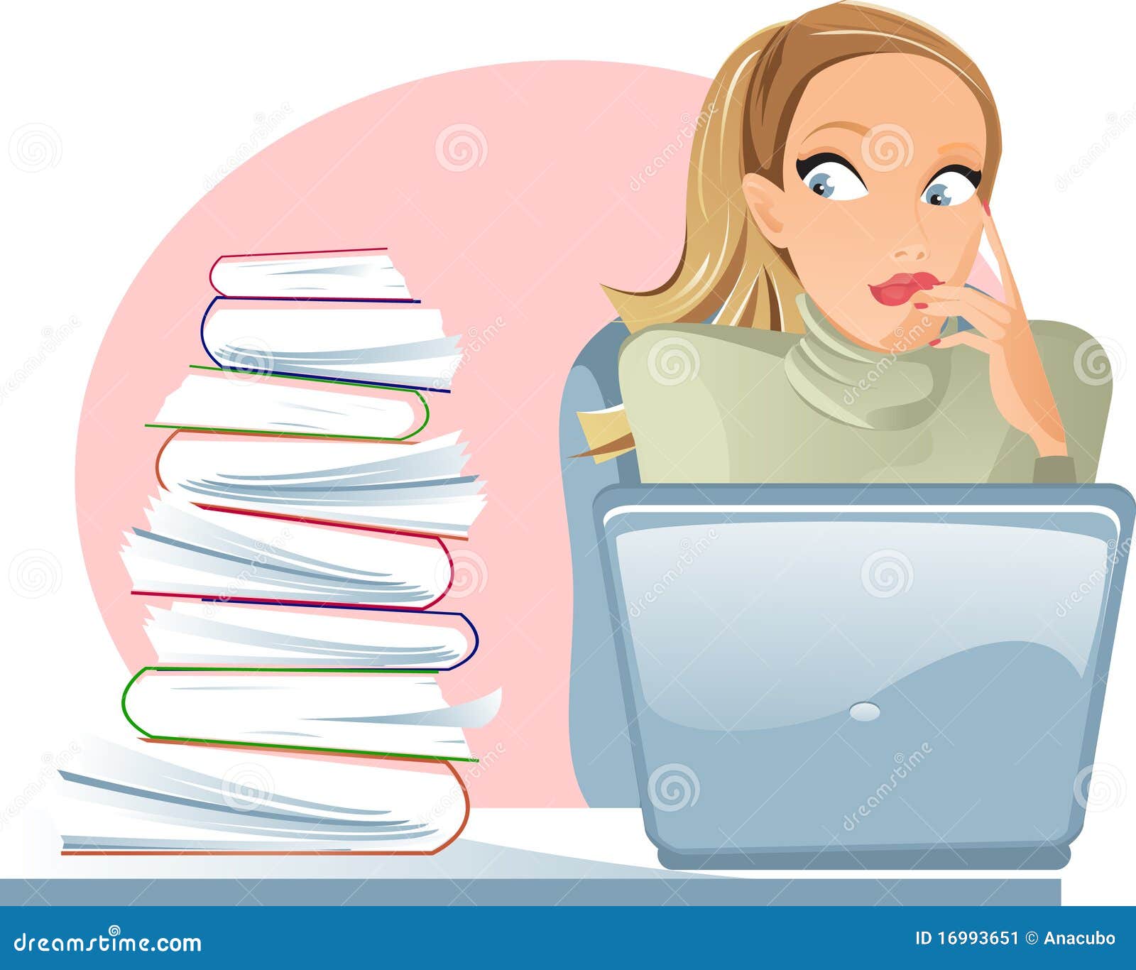 Girl With Laptop Points To Large Set Of Bar Chart, Flowchart, Area ...