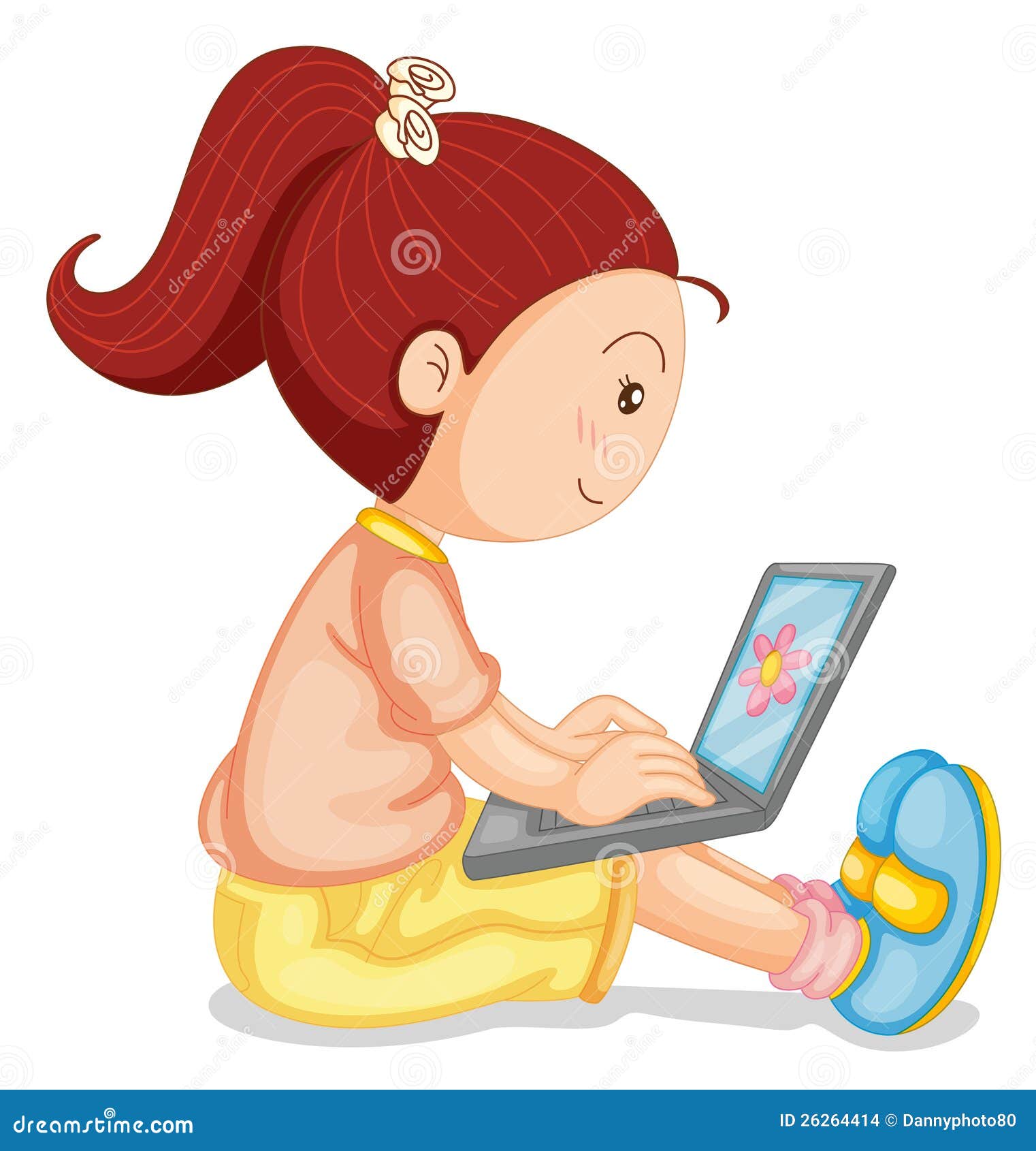 A girl with laptop stock vector. Illustration of sketch - 26264414