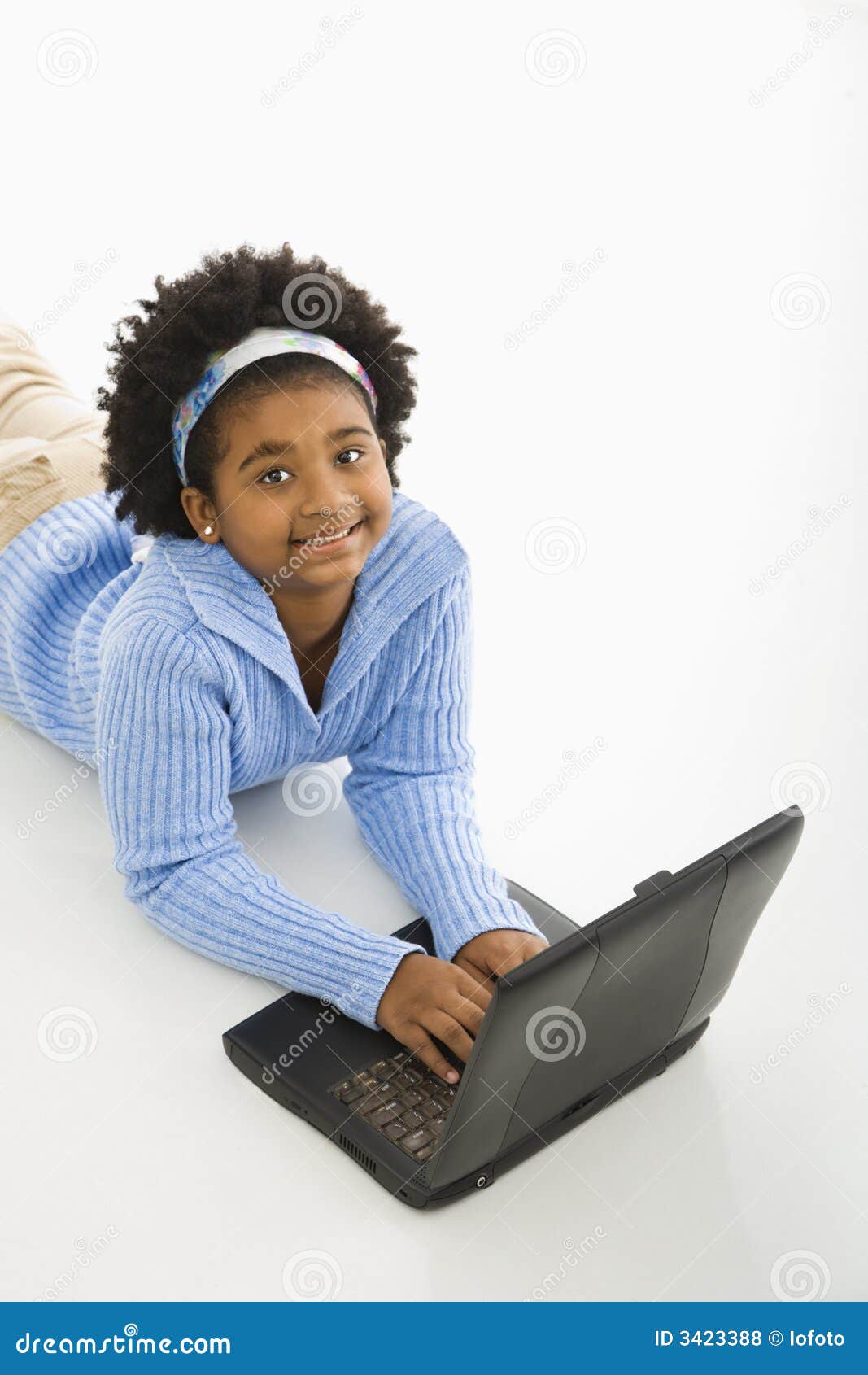 Girl on laptop. stock photo. Image of high, laptop, copy - 3423388