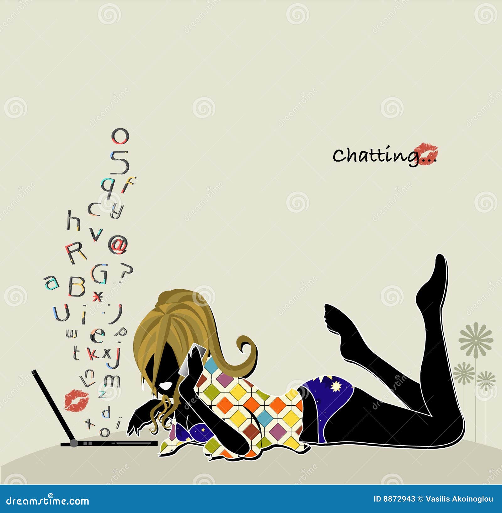 Girl with laptop stock vector. Illustration of design - 8872943