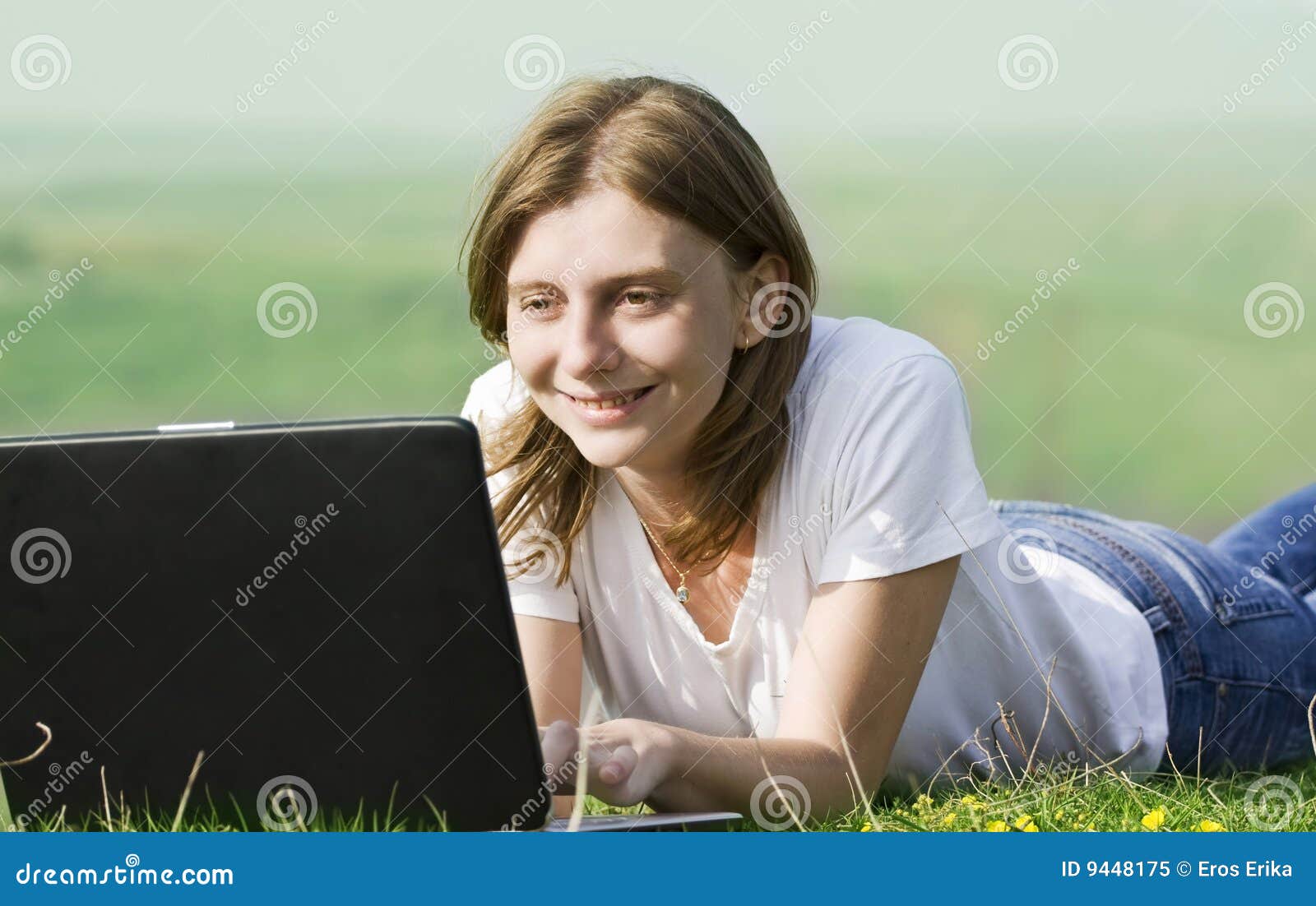 Girl With Laptop Picture. Image: 9448175