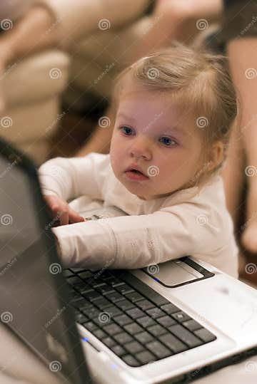 Girl and laptop computer stock image. Image of computer - 3977249