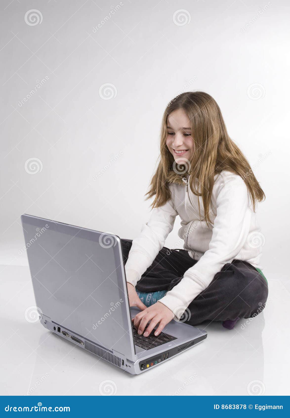 Girl and Laptop Computer stock photo. Image of child, young - 8683878