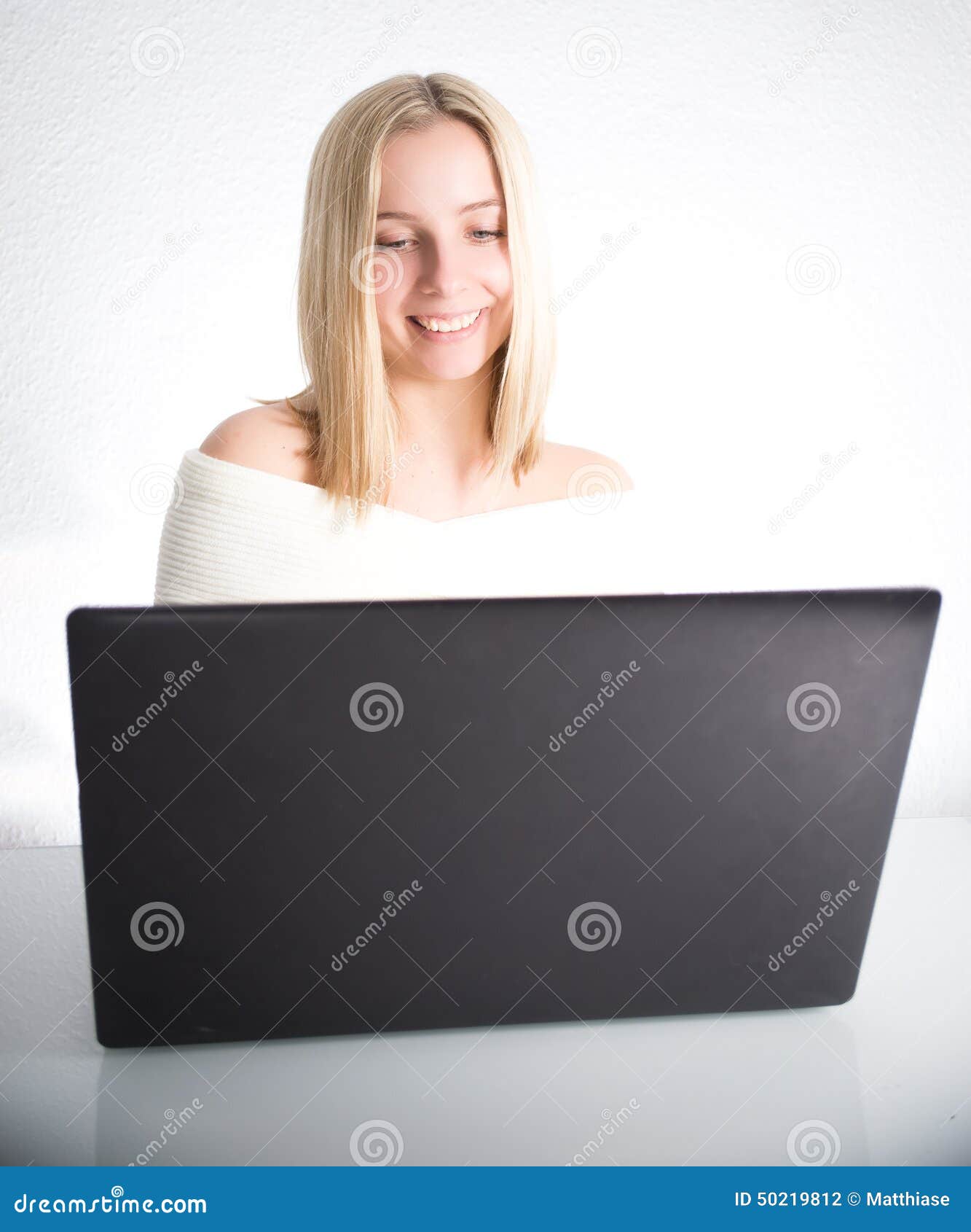 Girl with laptop computer stock photo. Image of people - 50219812