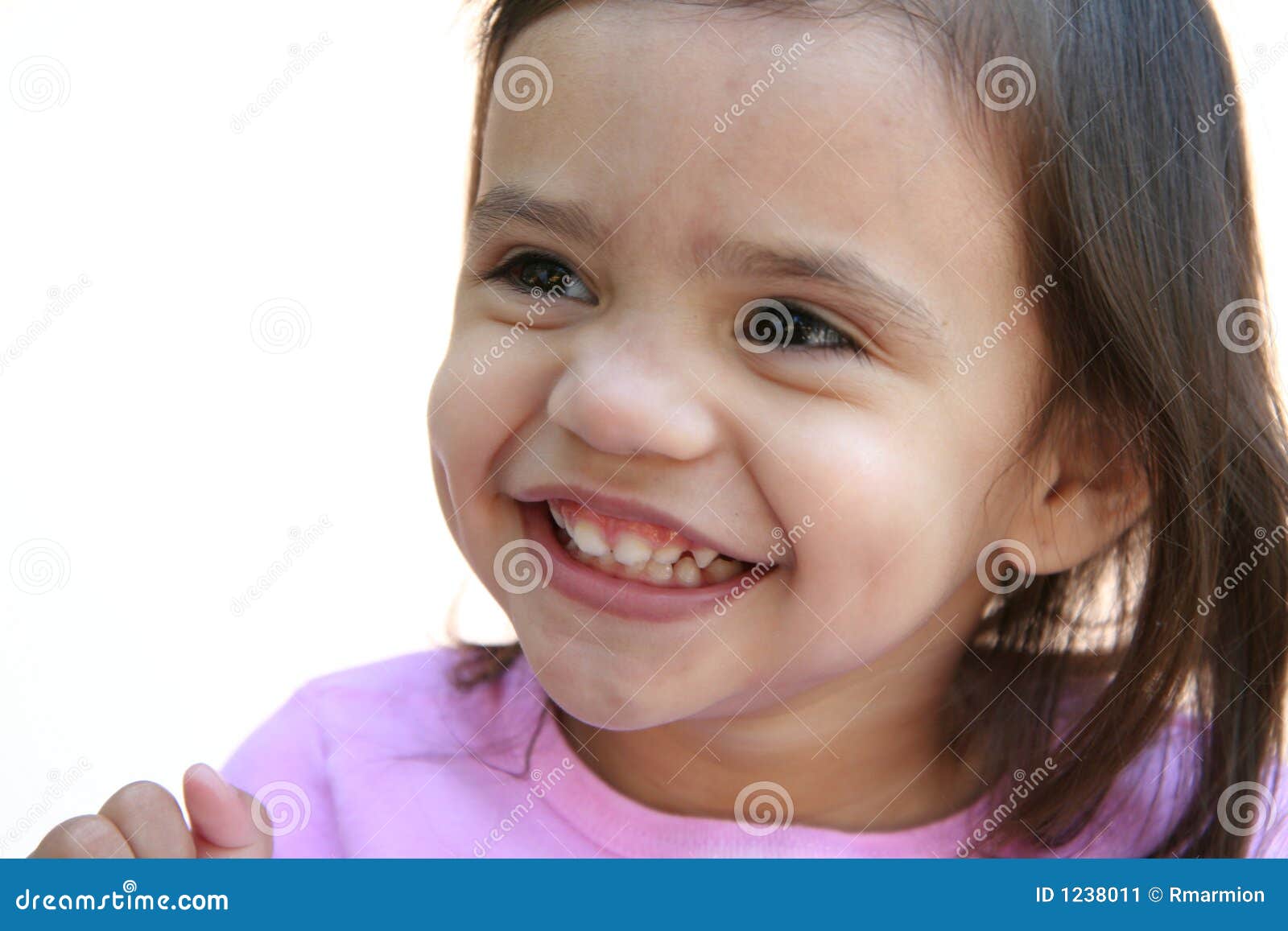 Girl Laughing While Looking On Her Smartphone. Town Landscape With ...