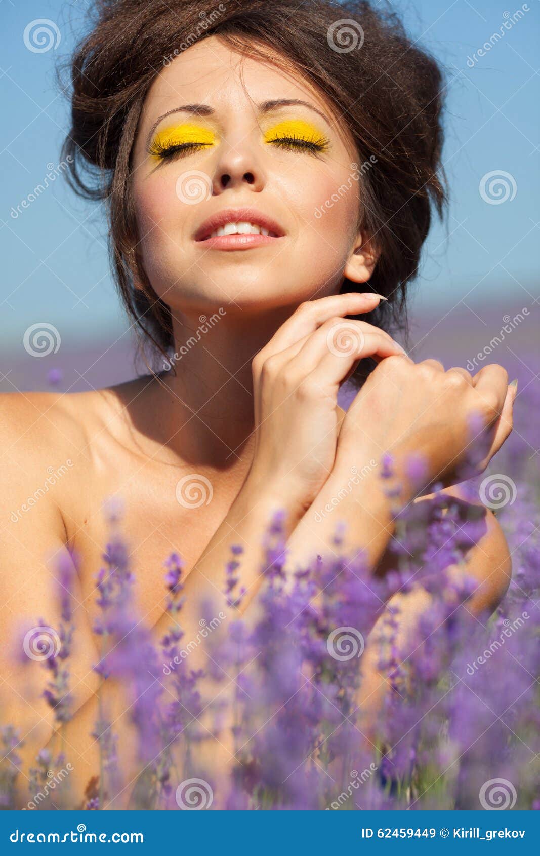 Girl On Lavender Field Stock Image Image Of Farm Natural 62459449