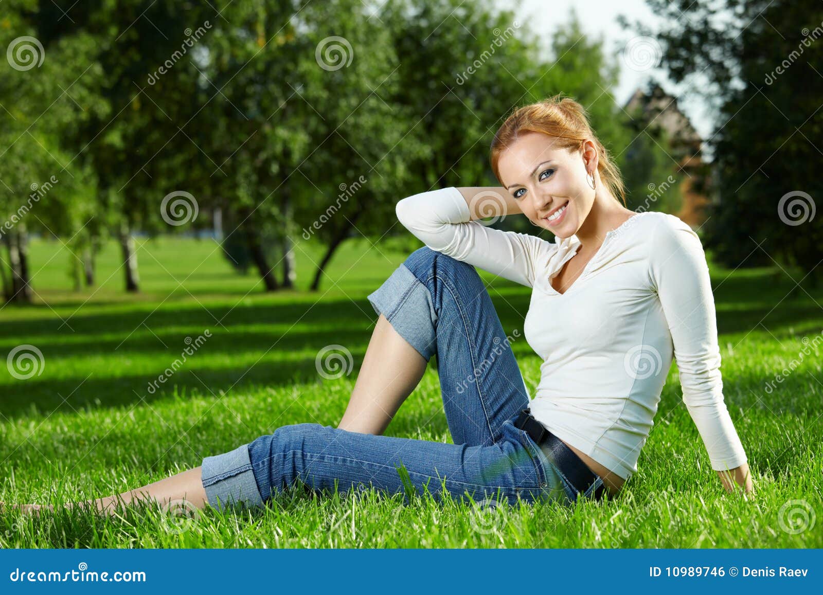 Girl on a lawn stock photo. Image of person, smiling - 10989746