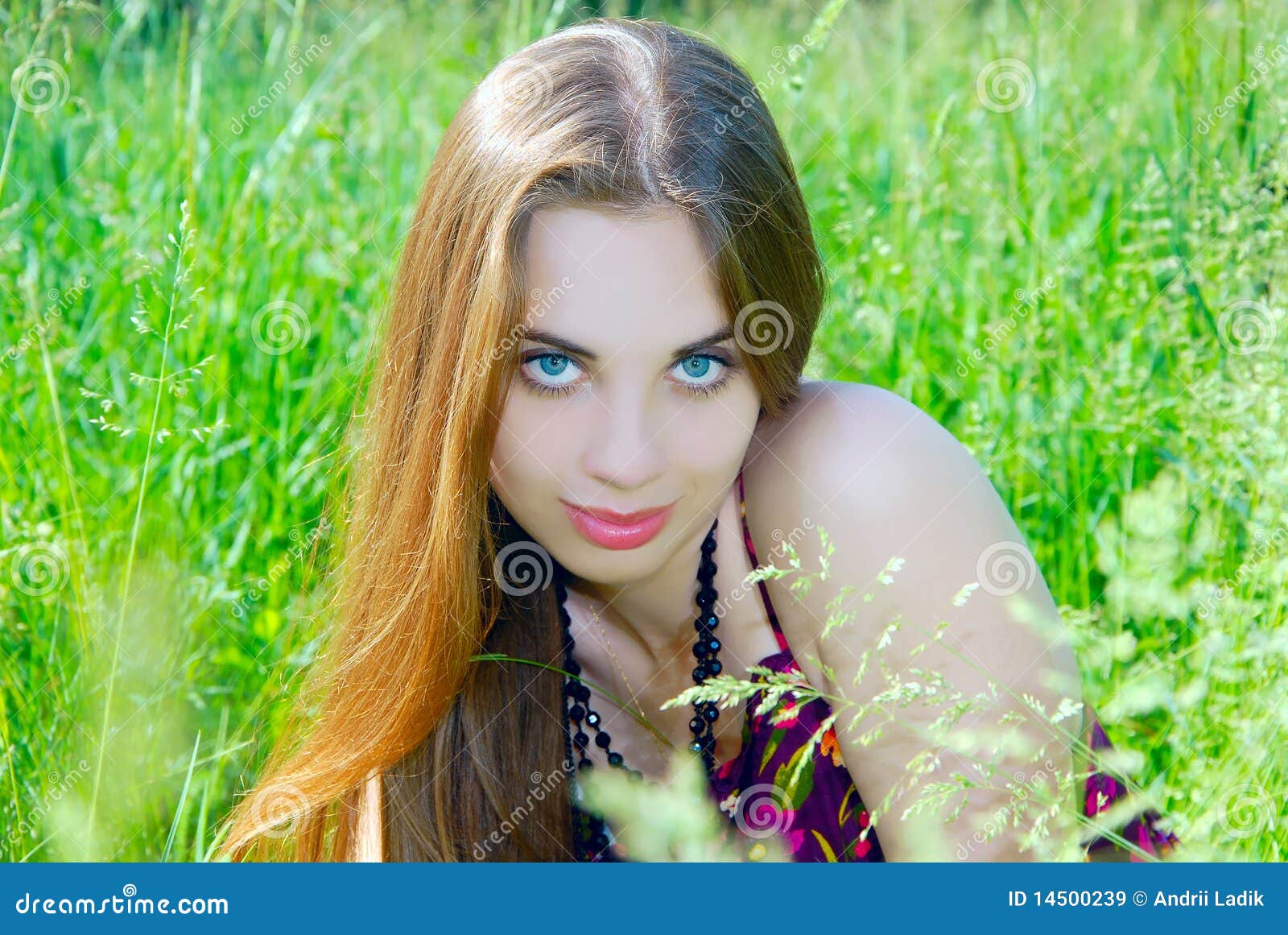 Girl on the lawn stock image. Image of fresh, beauty - 14500239