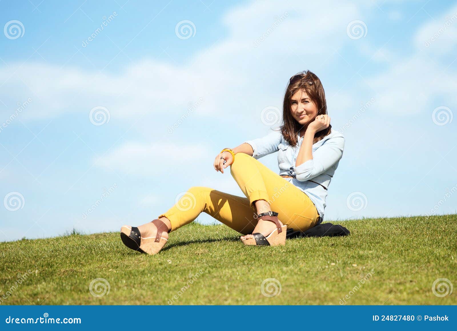 Girl on lawn stock photo. Image of cheerful, activity - 24827480