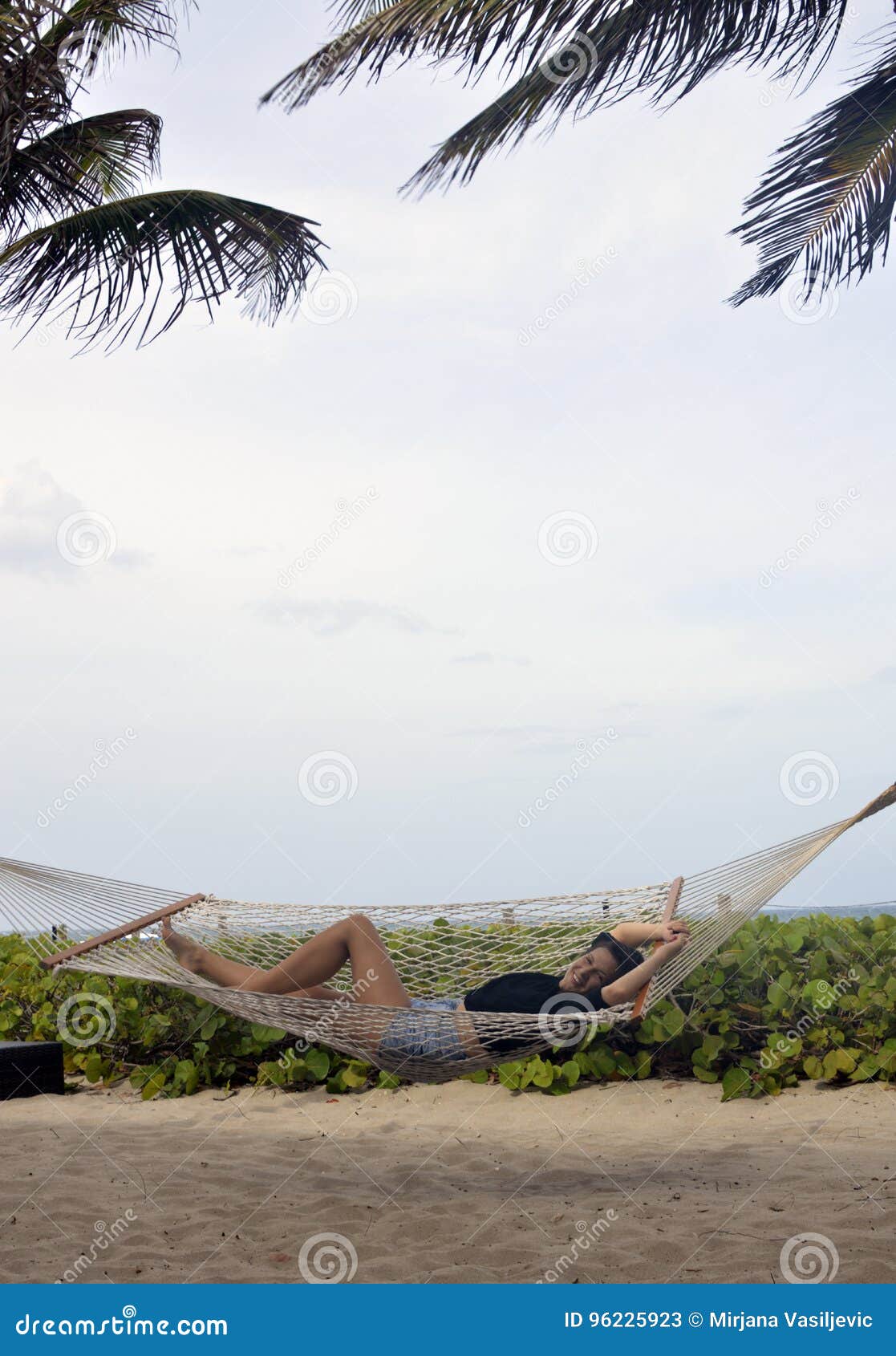 Girl Laying at the Beach in a Hammock Stock Image - Image of miami ...