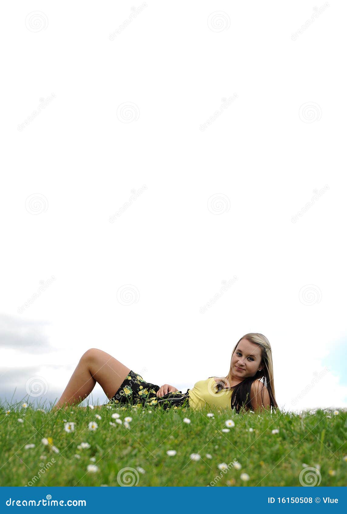 Girl Laying On Grass Hill Royalty Free Stock Photos - Image: 16150508