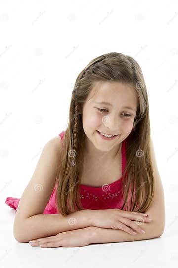 Girl Laying On Stomach Stock Image Image Of Cheerful 10970685