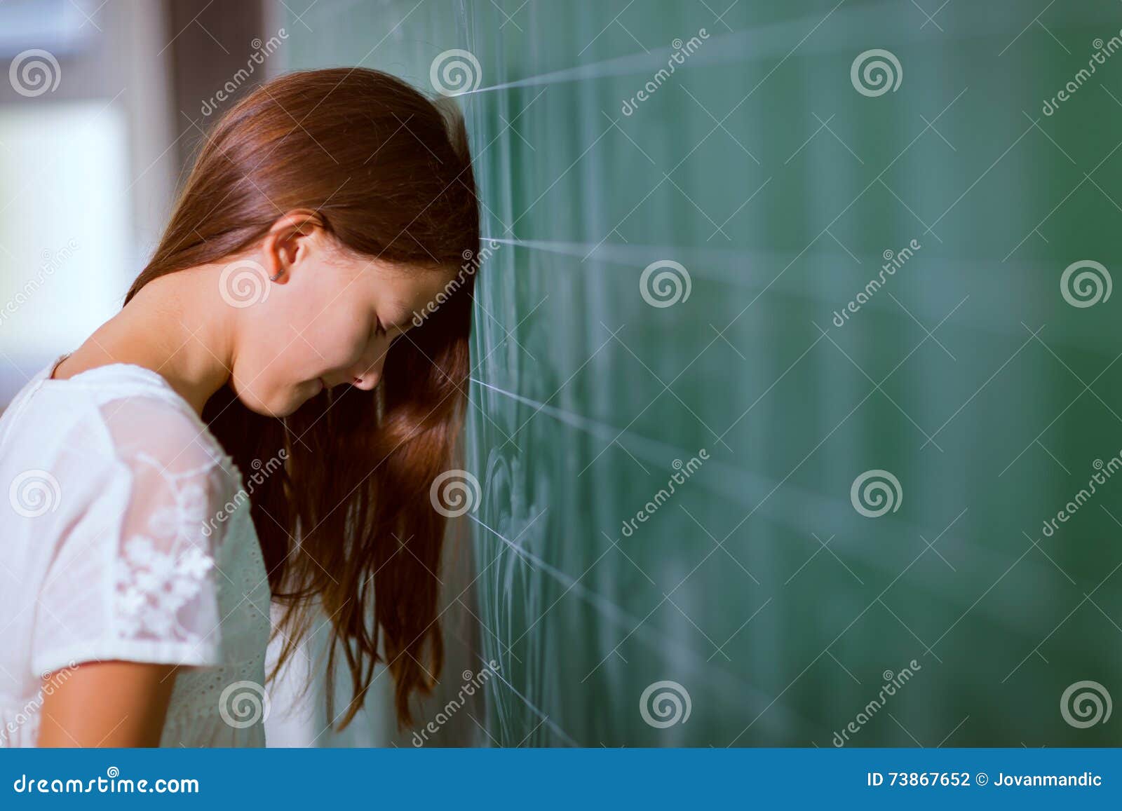 Girl Leaned Her Head Blackboard Stock Photos - Free & Royalty-Free ...
