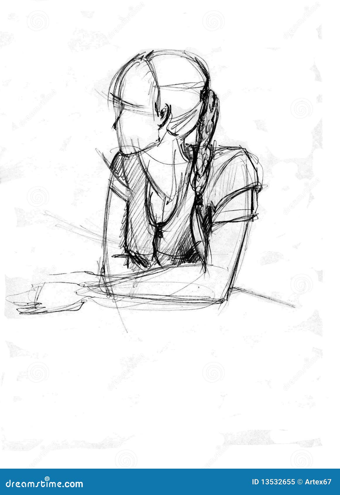 A girl leaned one s elbows stock illustration. Illustration of hands ...