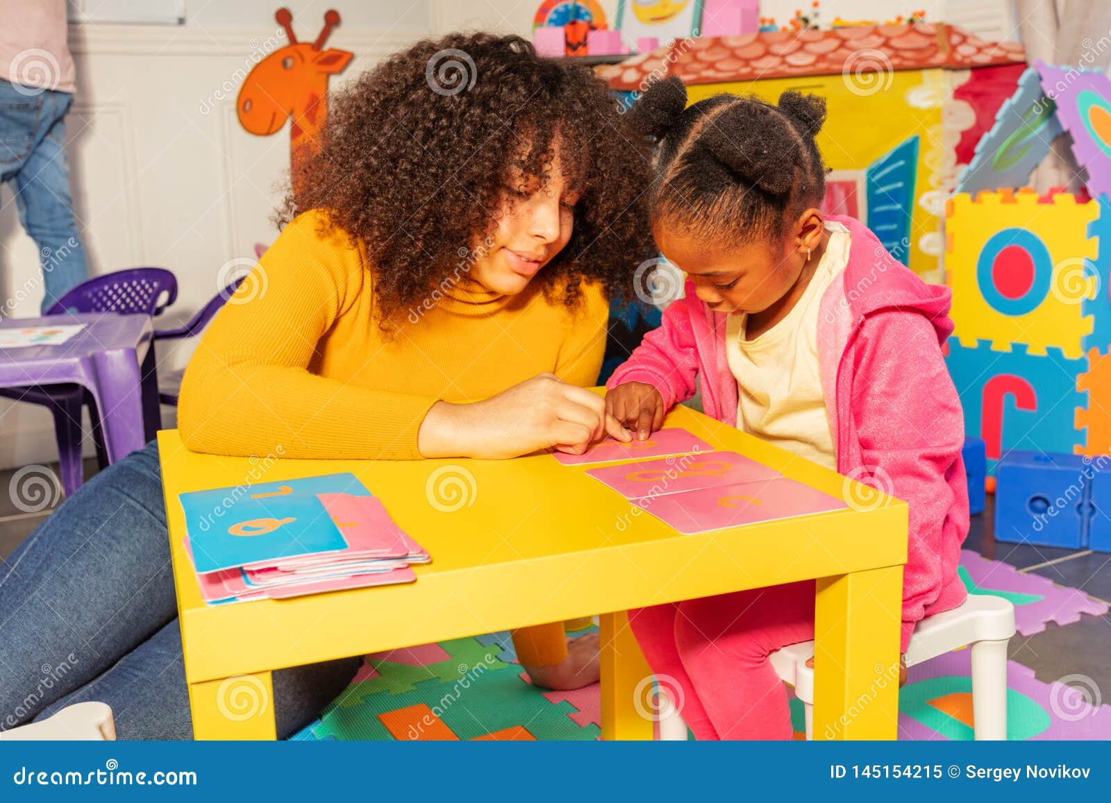 Girl Learn Alphabet in Early Development Class Stock Image - Image of ...
