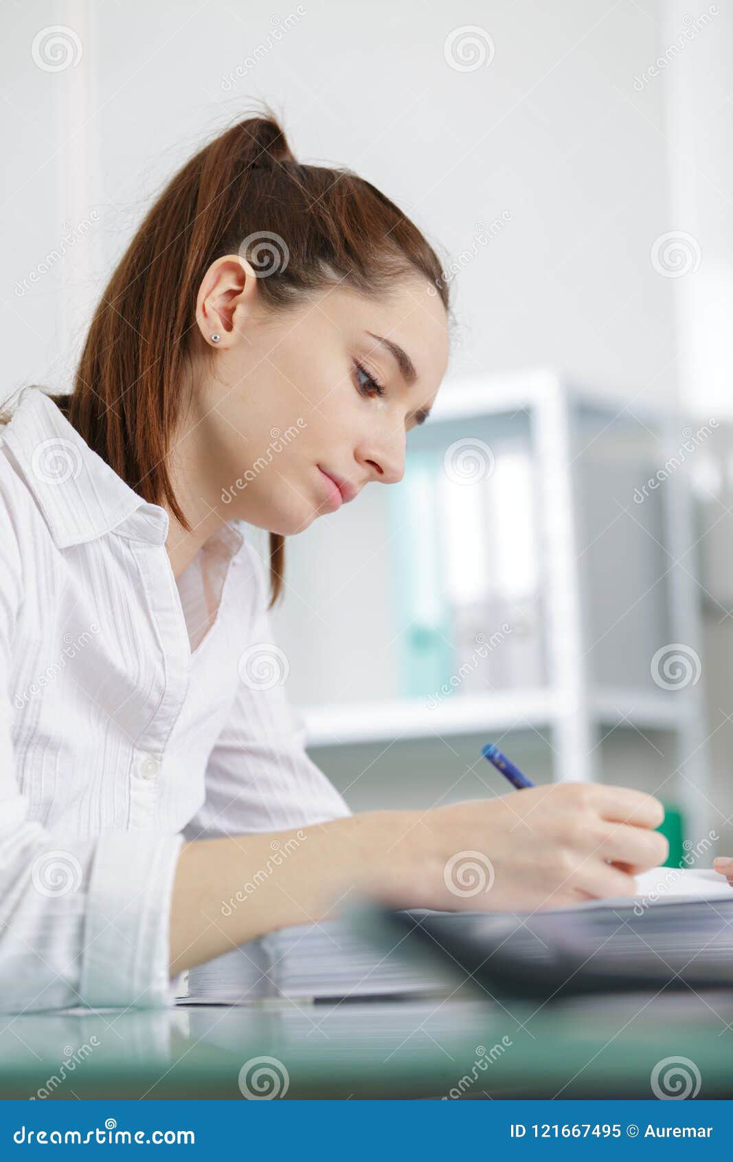 Girl learning in classroom stock image. Image of wisdom - 121667495