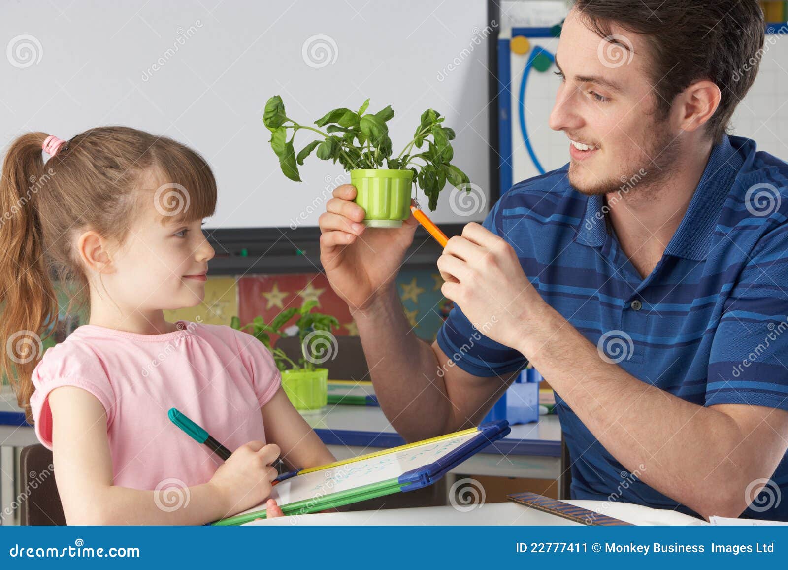 Girl Learning about Plants with Teacher Stock Image - Image of lesson ...