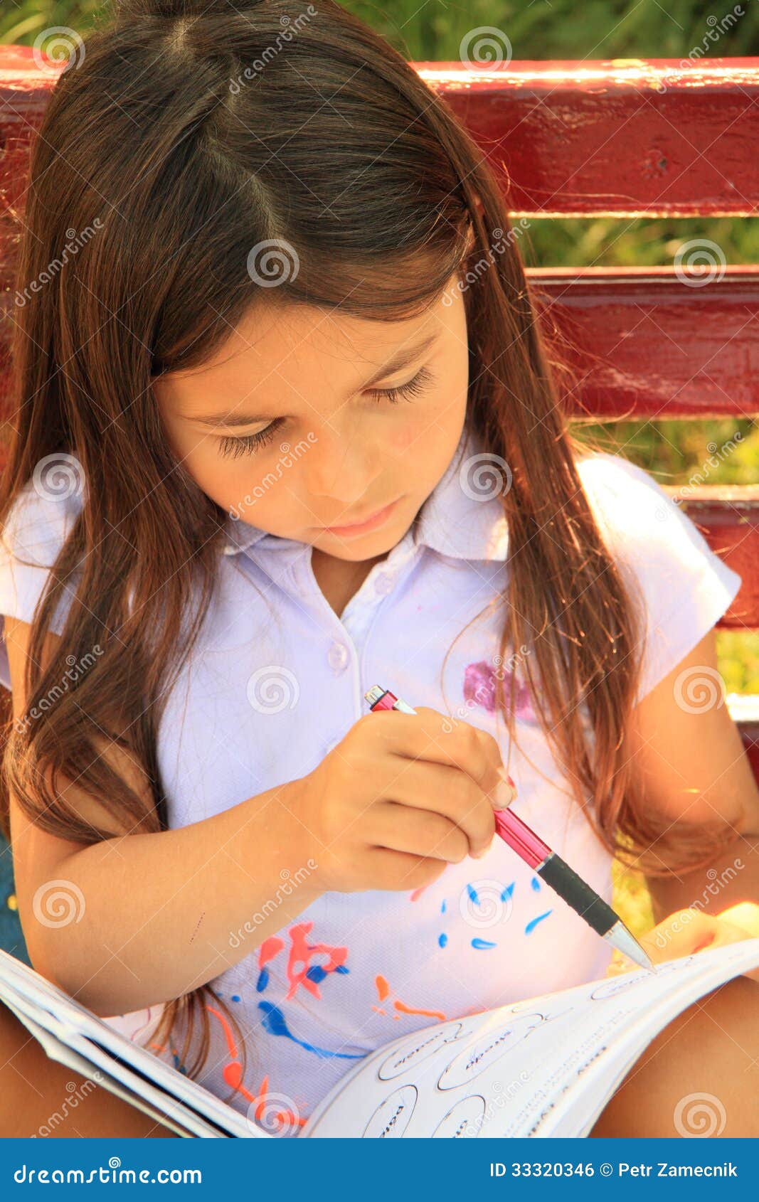 Girl learning for school stock photo. Image of tshirt - 33320346