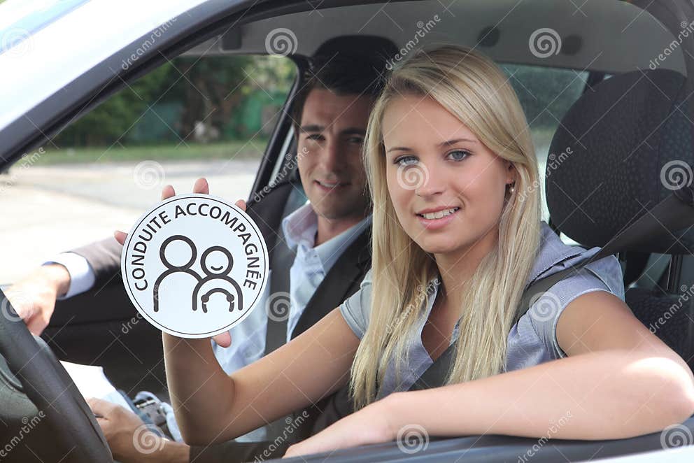 Girl learning to drive stock image. Image of school, license - 25435093