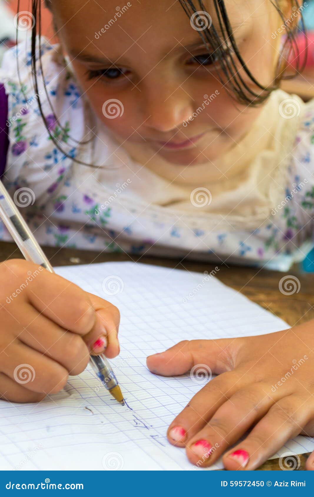 Girl learning to write editorial image. Image of white - 59572450