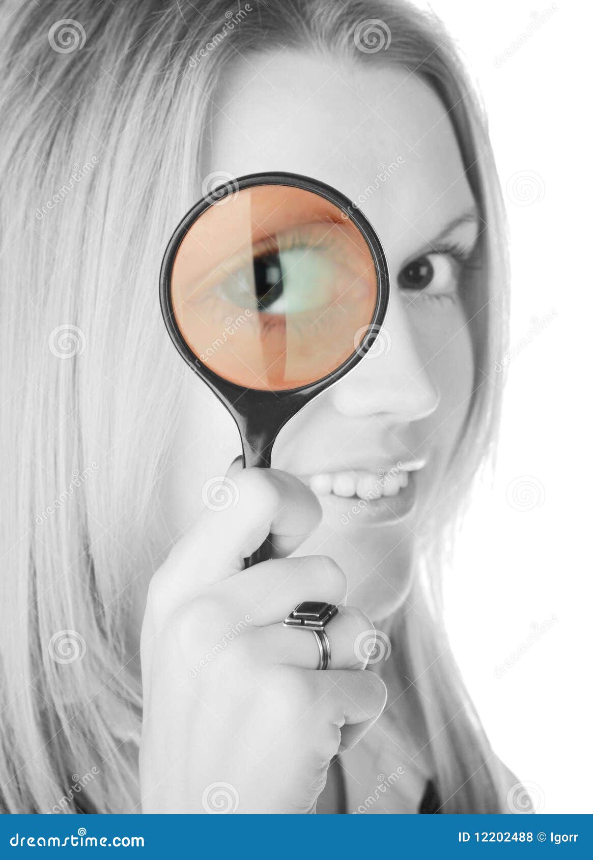 Girl with lens stock photo. Image of studio, smilling - 12202488