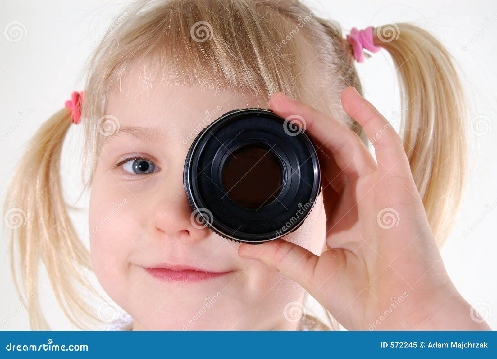 Girl with lens stock image. Image of child, face, shoot - 572245