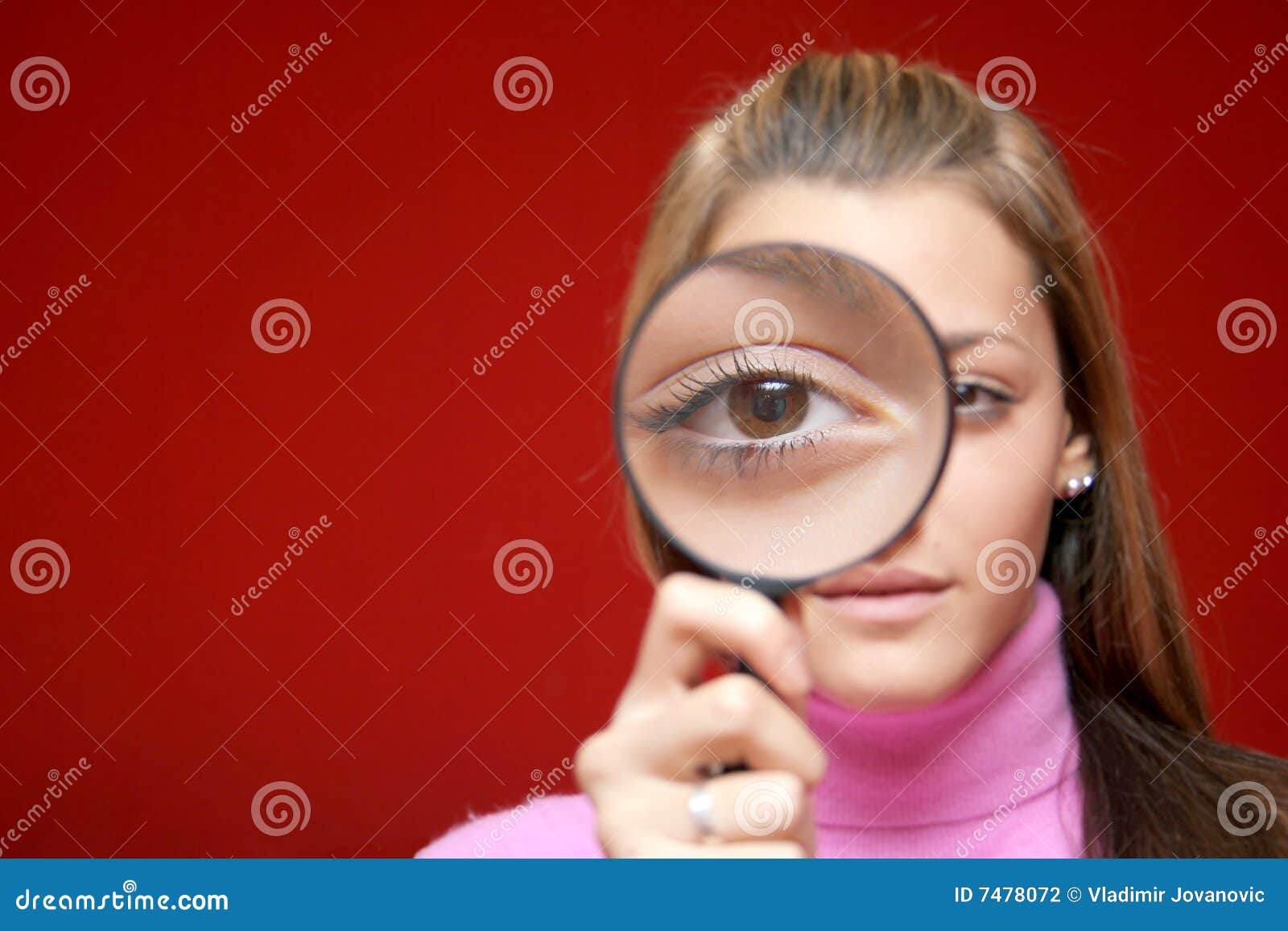 Girl with lens stock photo. Image of girl, magnifying - 7478072